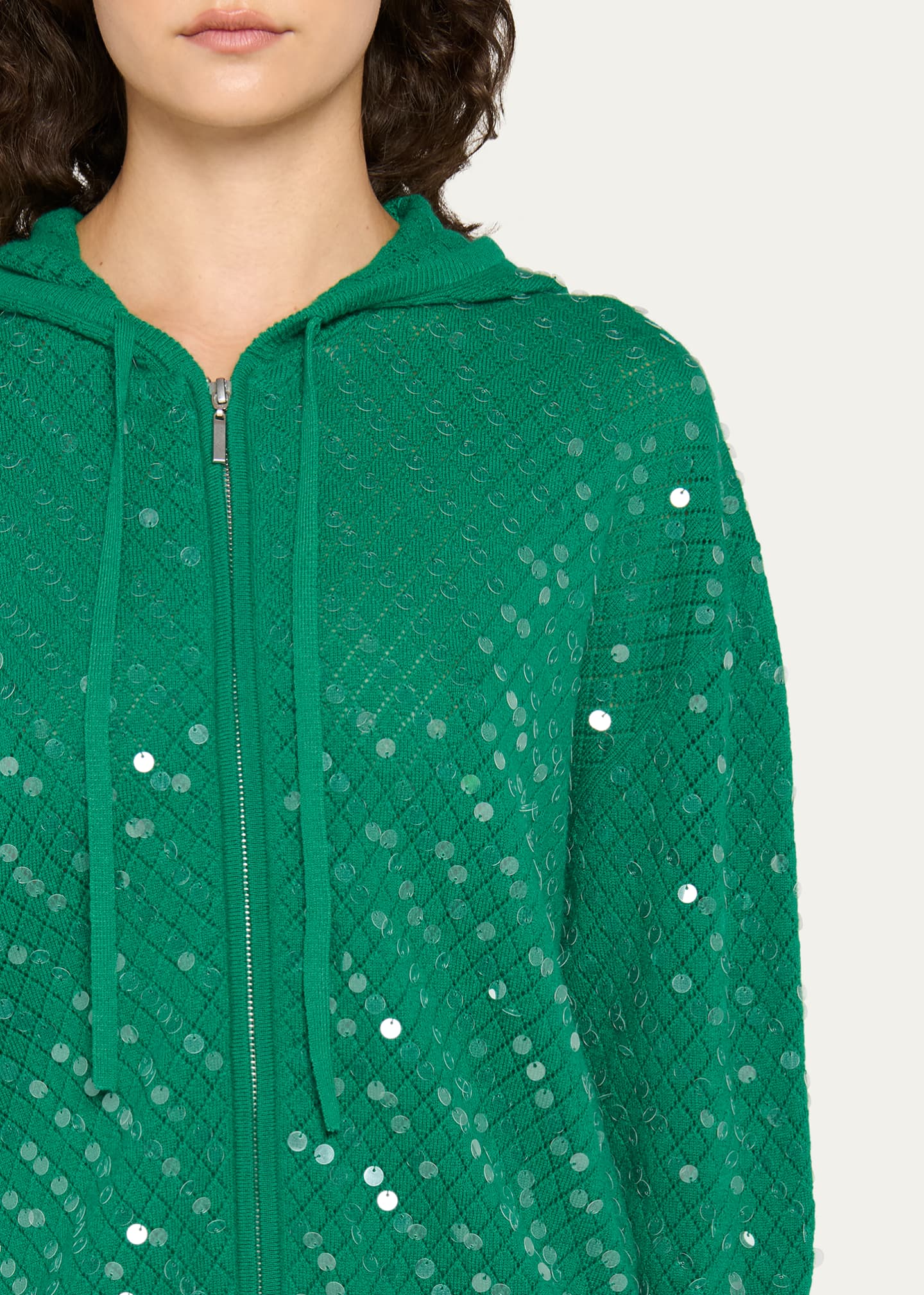 Diane von Furstenberg x Henry Zankov Marco Sequin Pointelle Knit Hoodie ...