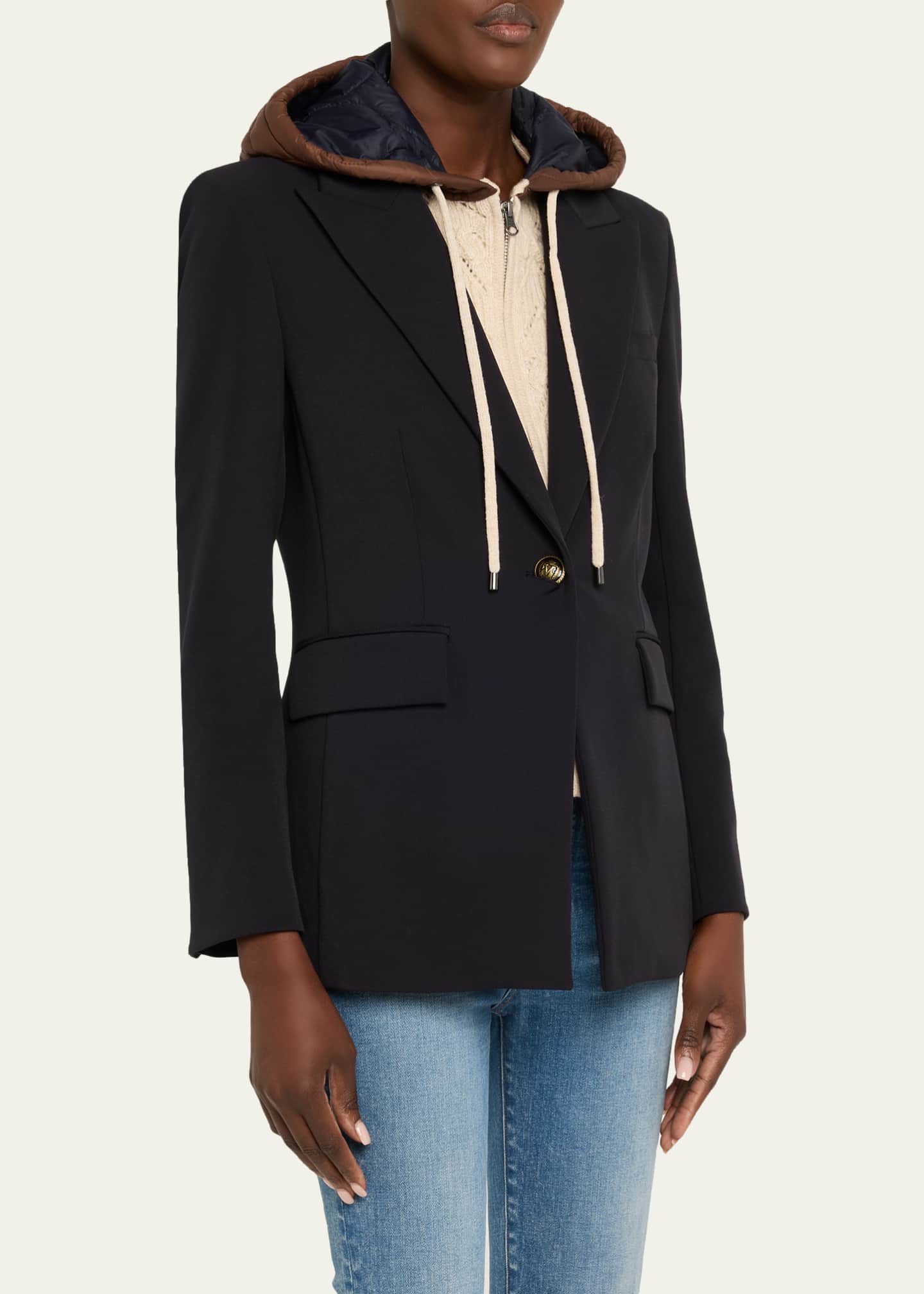 Veronica Beard Orine Mixed Media Hoodie Dickey - Bergdorf Goodman