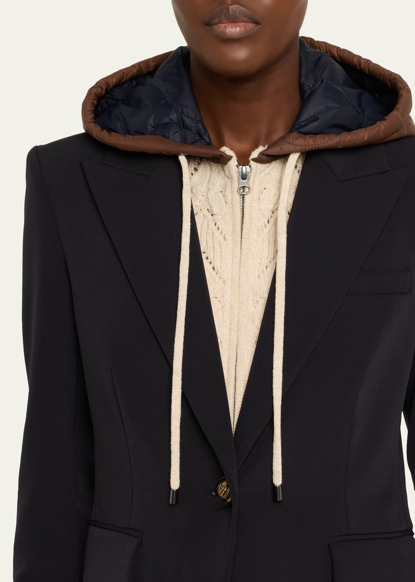 Veronica Beard Orine Mixed Media Hoodie Dickey - Bergdorf Goodman
