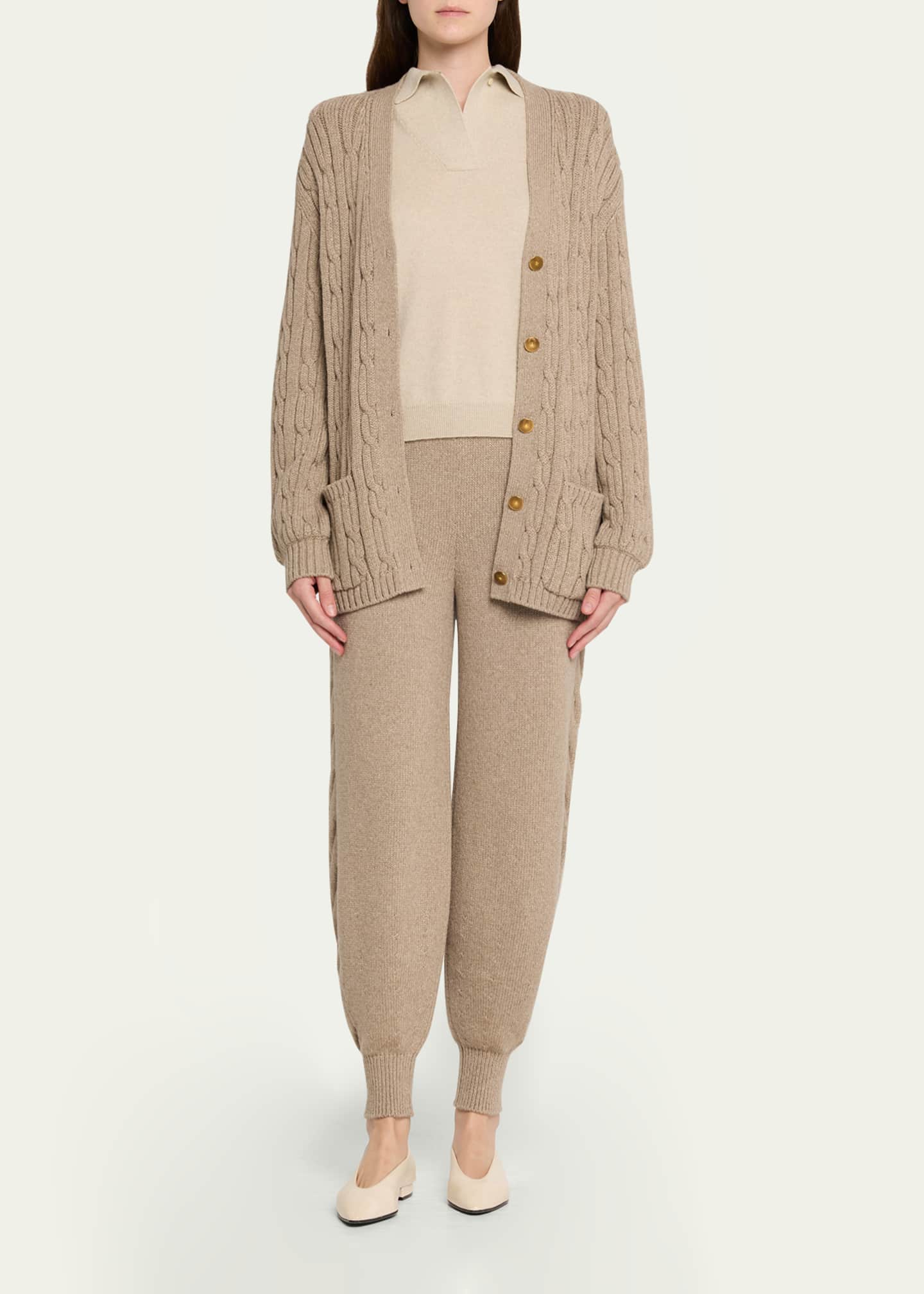 Loro Piana Napier Firefly Cable-Knit Cashmere Joggers - Bergdorf Goodman