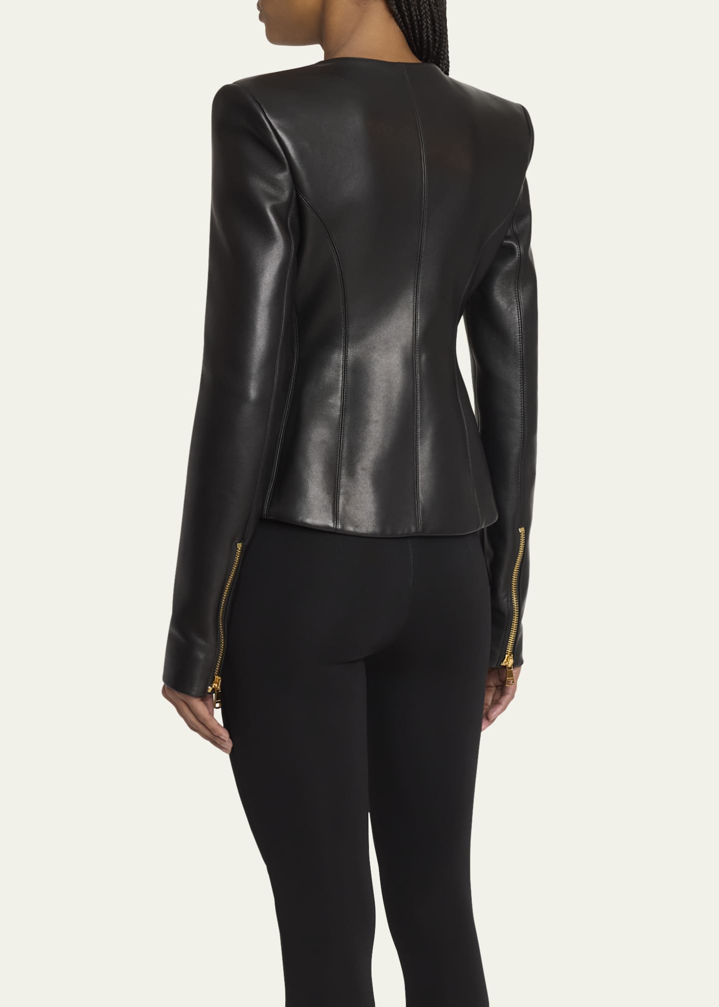 Balmain Fitted Lambskin Leather Jacket - Bergdorf Goodman