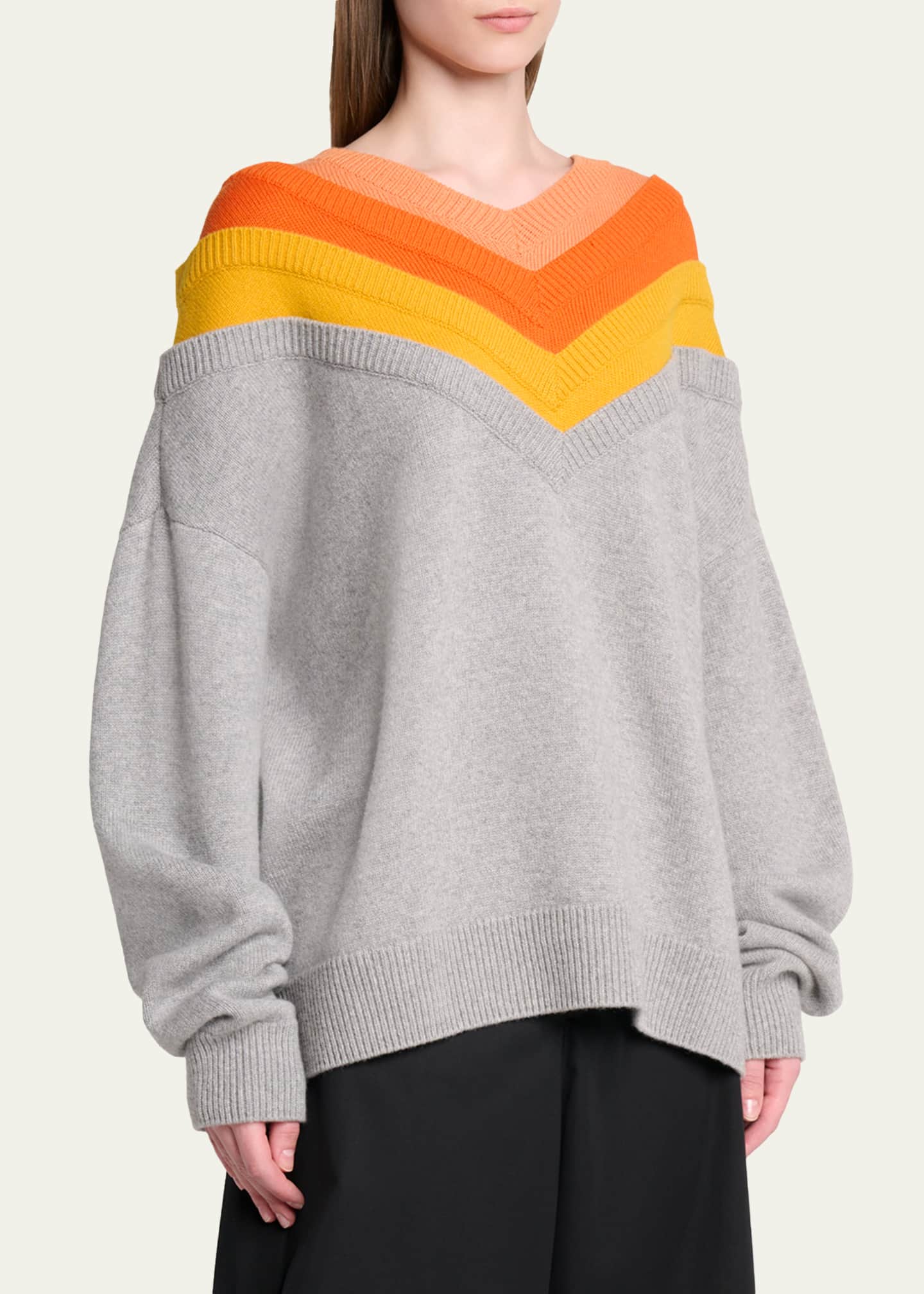 Loewe Layered V-Neck Wool Oversized Sweater - Bergdorf Goodman