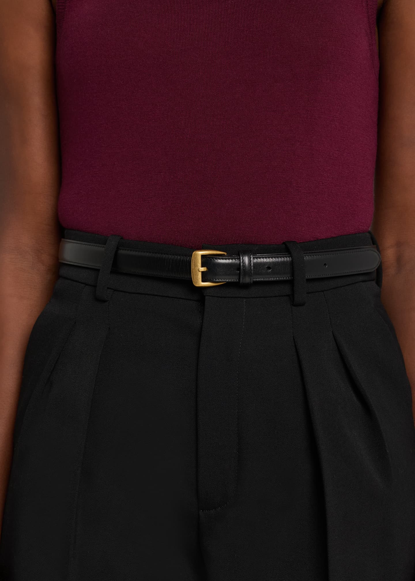 Saint Laurent Thin Leather Belt - Bergdorf Goodman