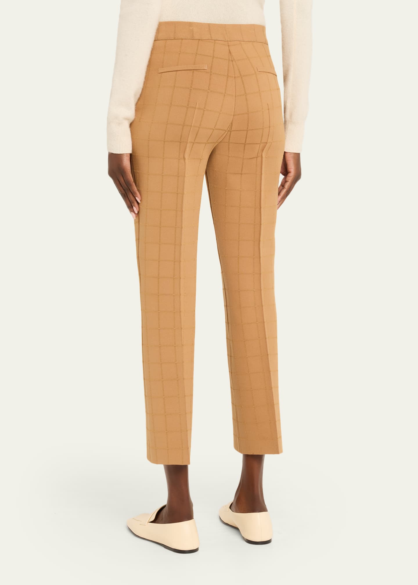 HIGH SPORT Metallic Windowpane Matte Jacquard Slim-Leg Crop Pants ...
