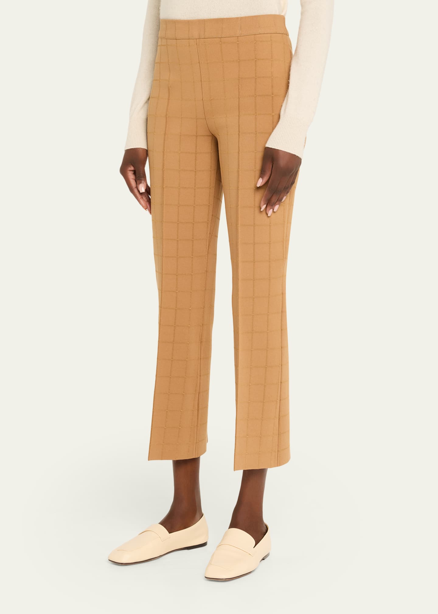 HIGH SPORT Metallic Windowpane Matte Jacquard Slim-Leg Crop Pants ...