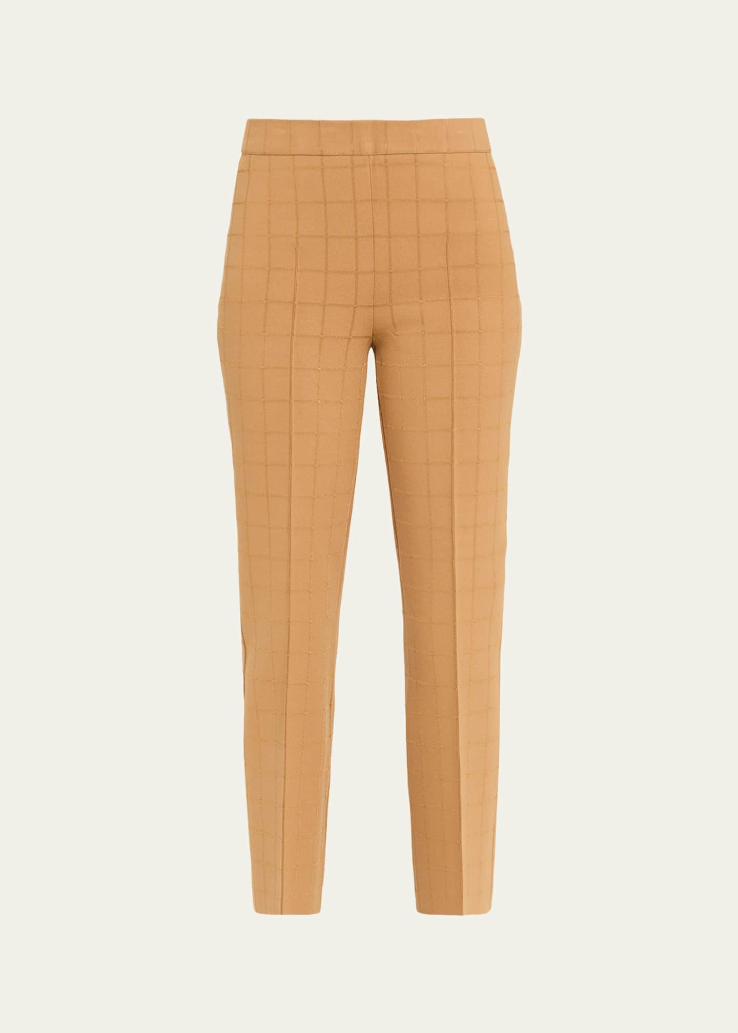 HIGH SPORT Metallic Windowpane Matte Jacquard Slim-Leg Crop Pants ...