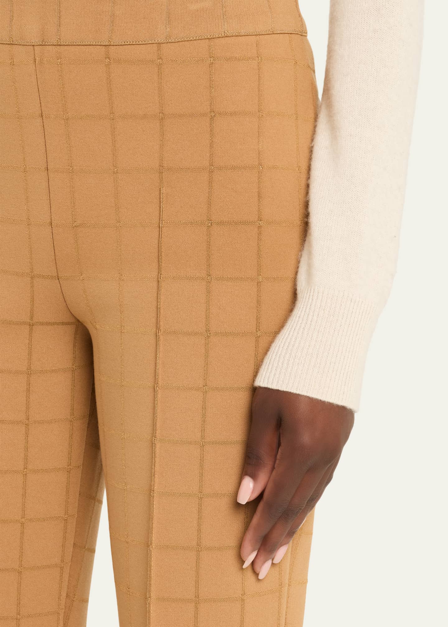 HIGH SPORT Metallic Windowpane Matte Jacquard Slim-Leg Crop Pants ...