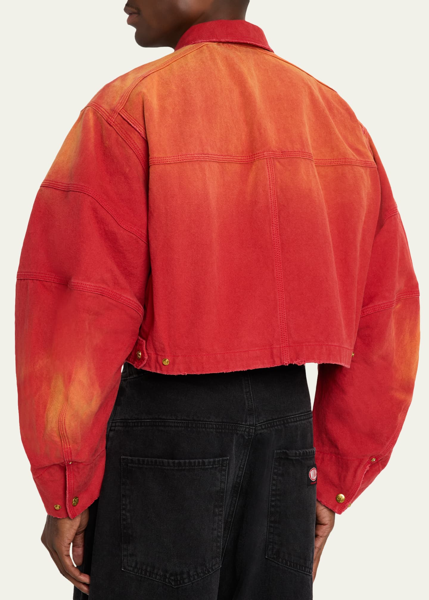 Willy Chavarria Men's Stockton Cropped Denim Jacket - Bergdorf Goodman