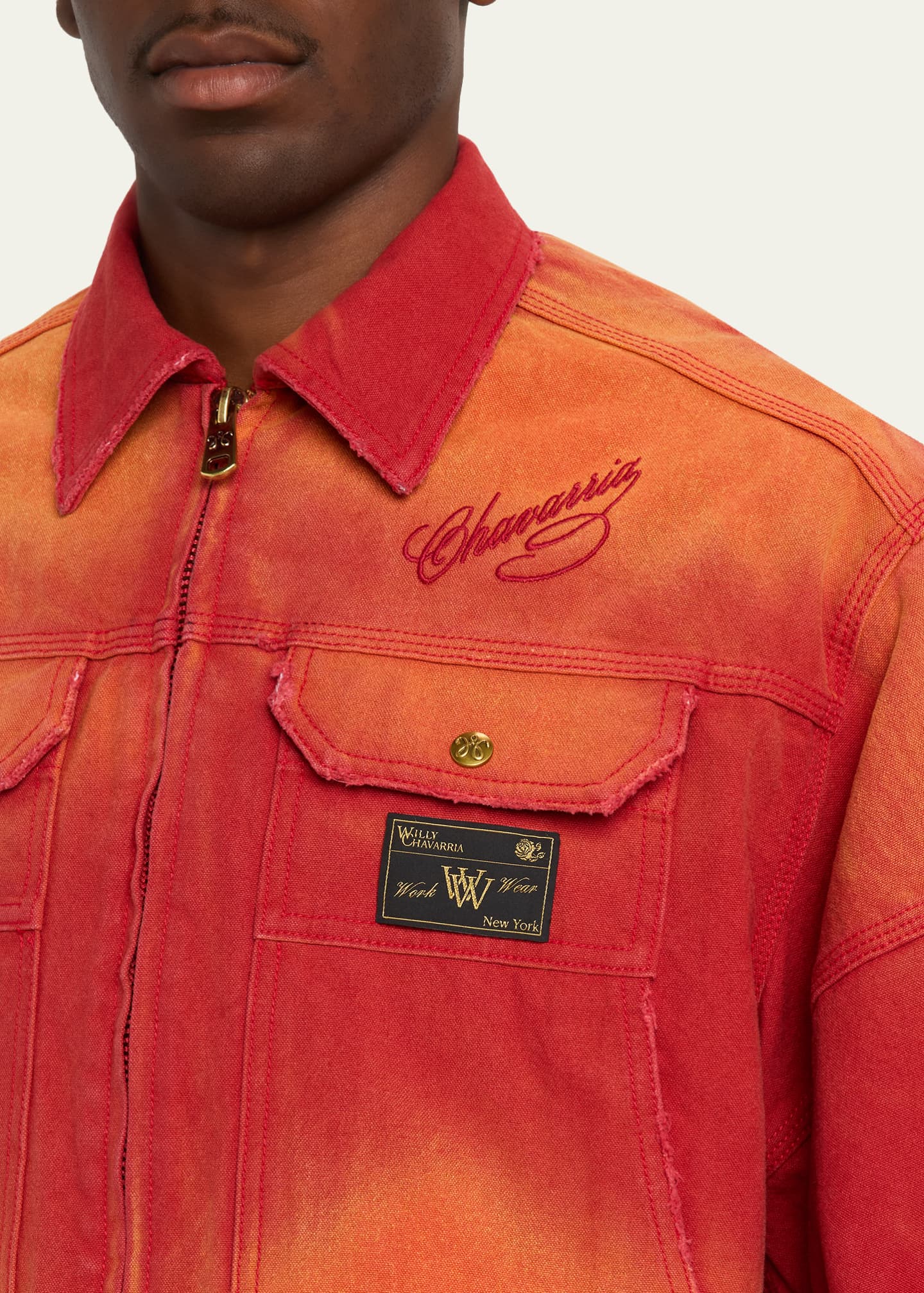 Willy Chavarria Men's Stockton Cropped Denim Jacket - Bergdorf Goodman