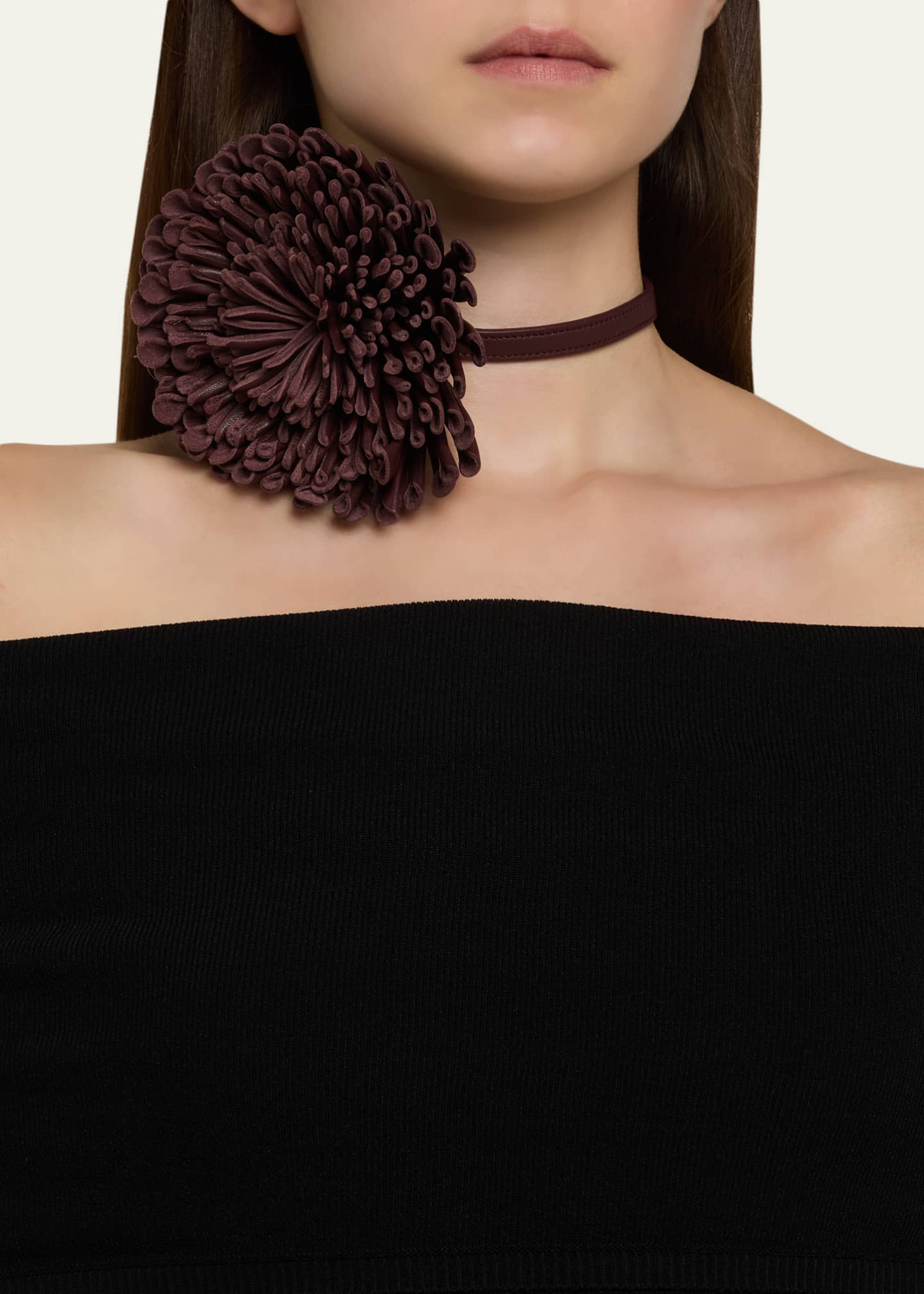 ALAIA Leather Flower Choker - Bergdorf Goodman