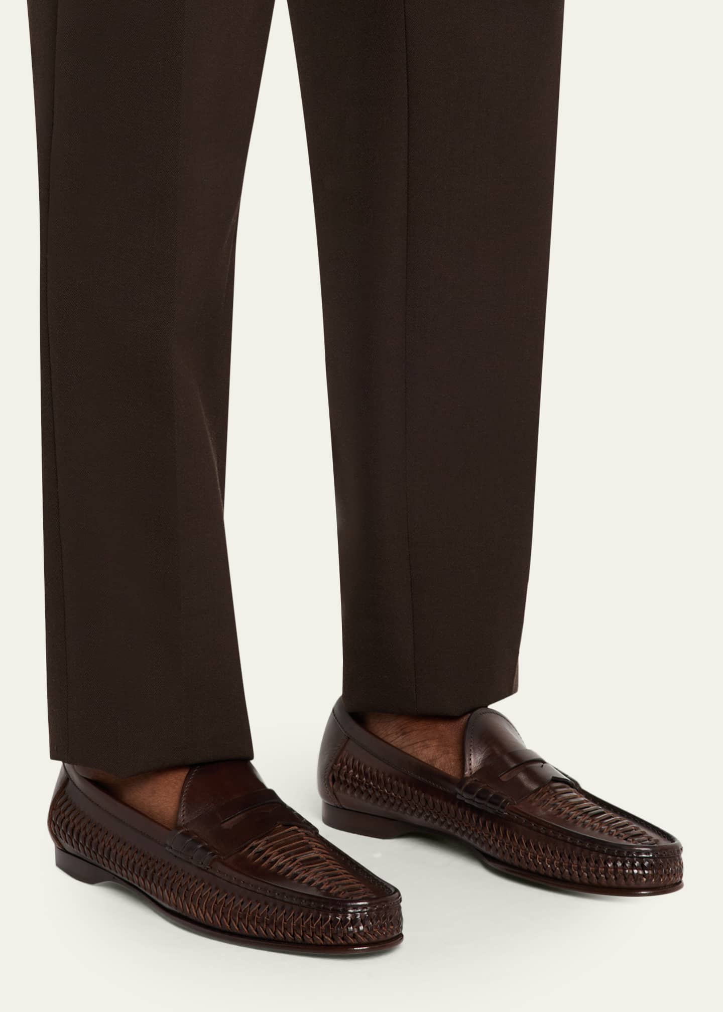 Ralph Lauren Men's Chalmers Woven Leather Penny Loafers - Bergdorf Goodman