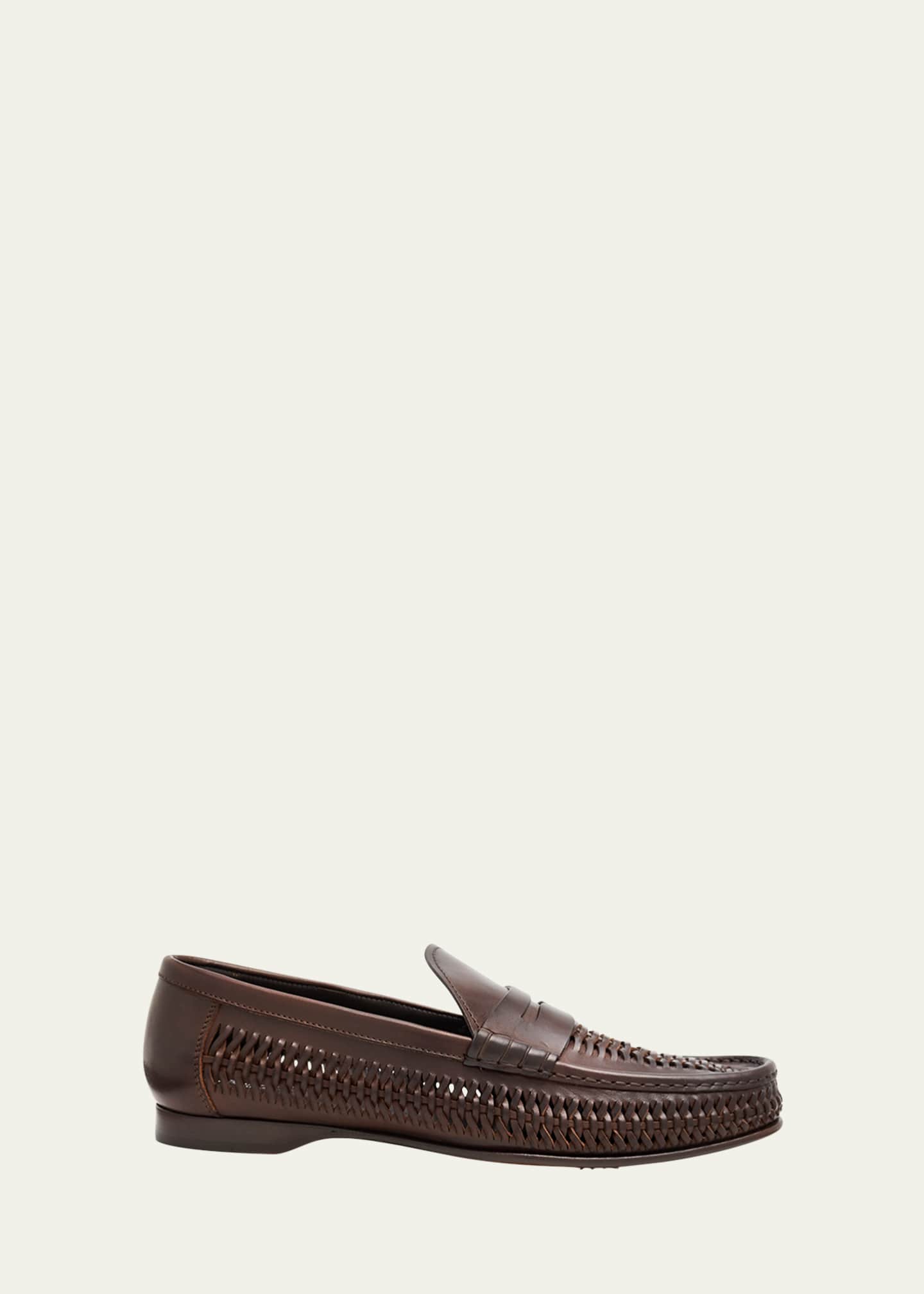 Ralph Lauren Men's Chalmers Woven Leather Penny Loafers - Bergdorf Goodman