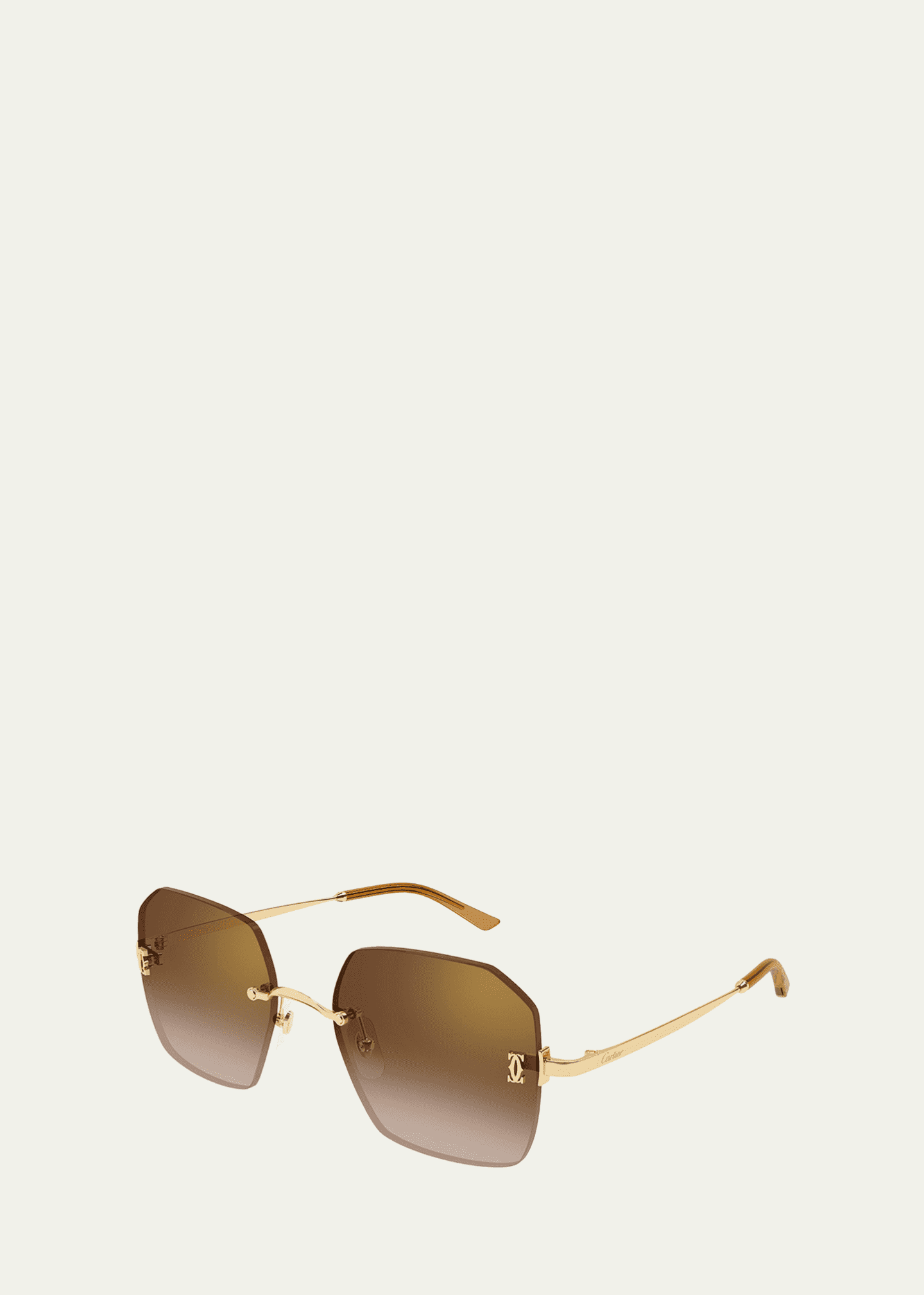 Cartier C de Cartier Rectangular Metal Sunglasses - Bergdorf Goodman
