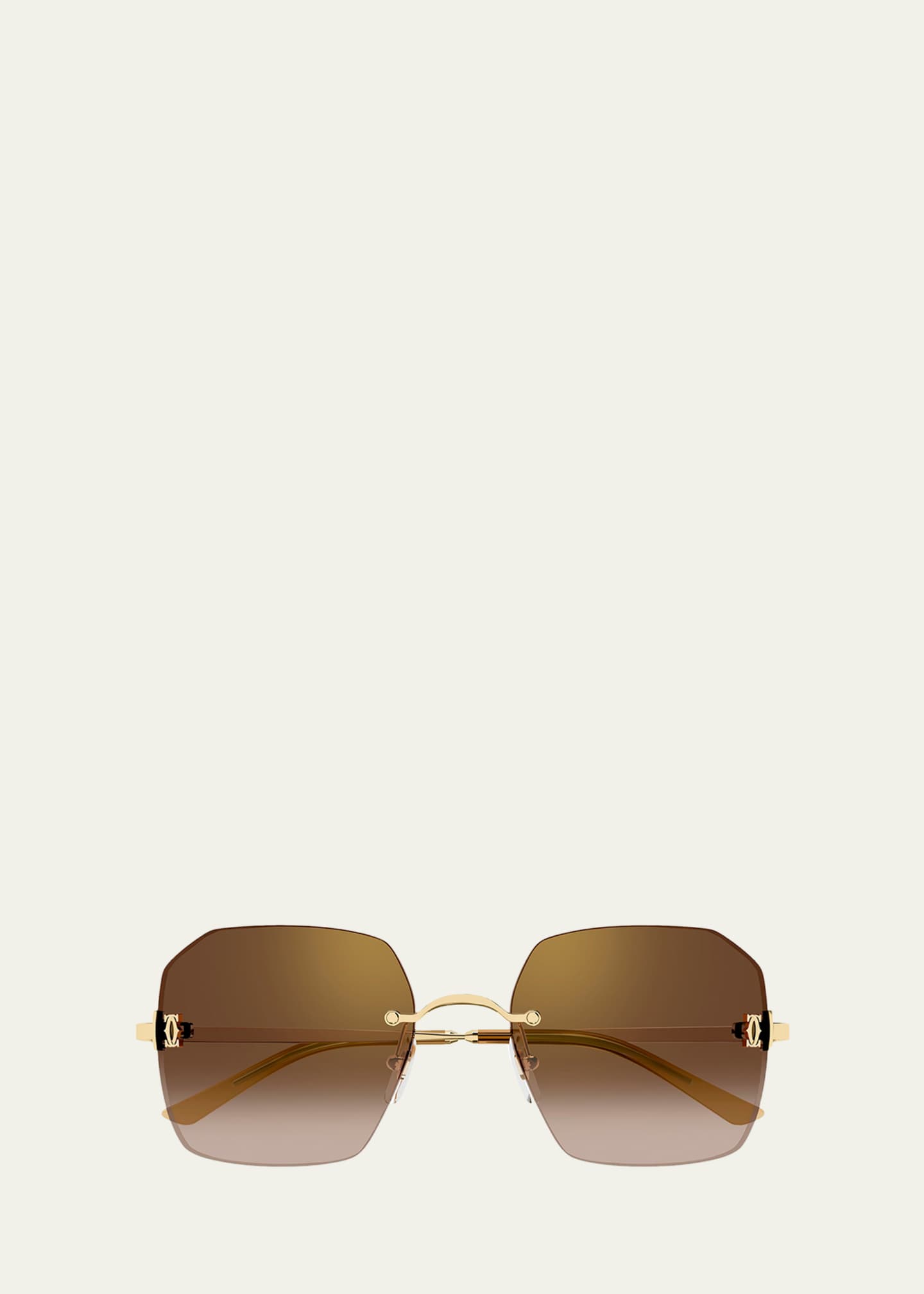 Cartier C de Cartier Rectangular Metal Sunglasses - Bergdorf Goodman