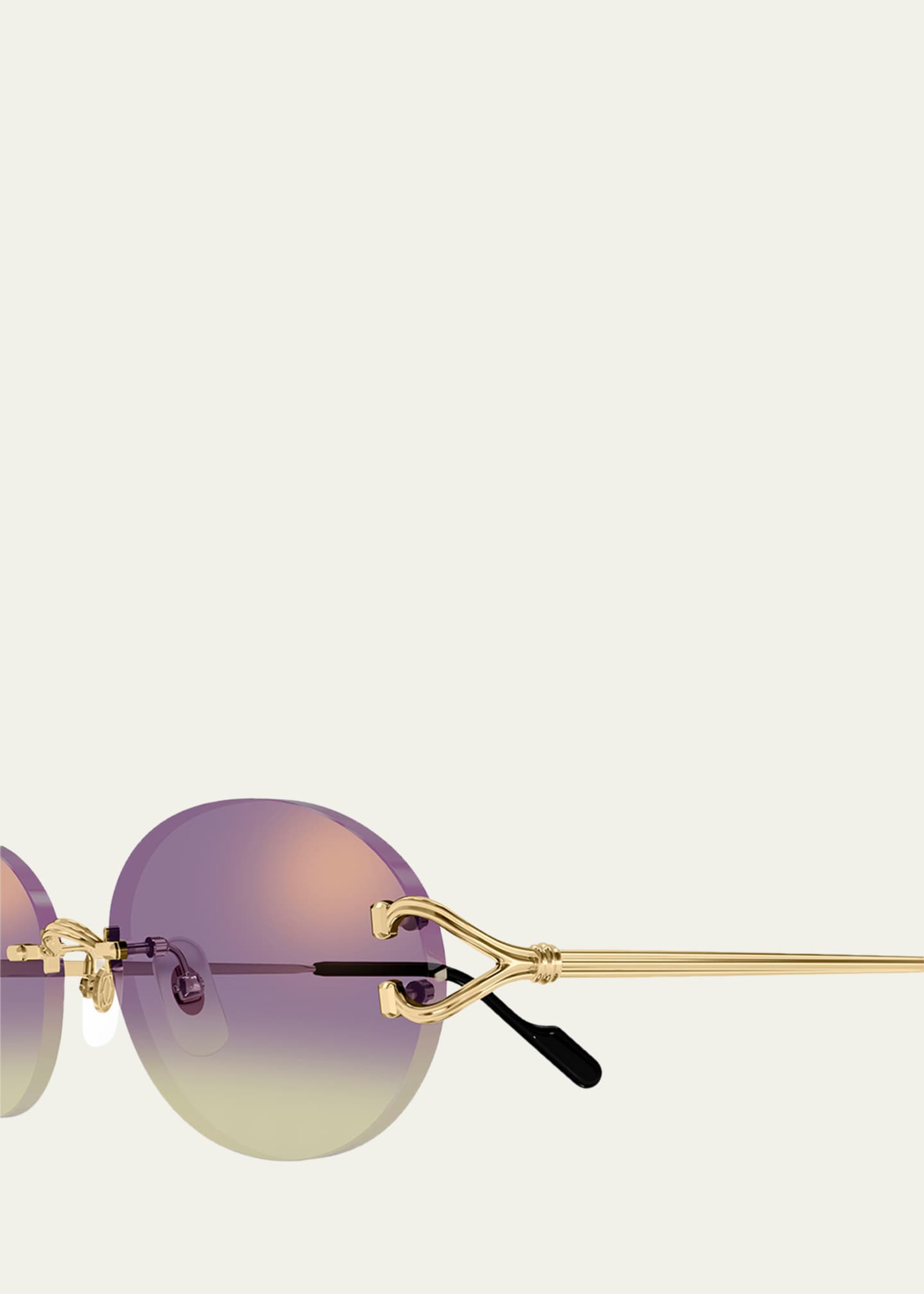 Cartier Classic C Motif Rimless Round Metal Sunglasses - Bergdorf Goodman