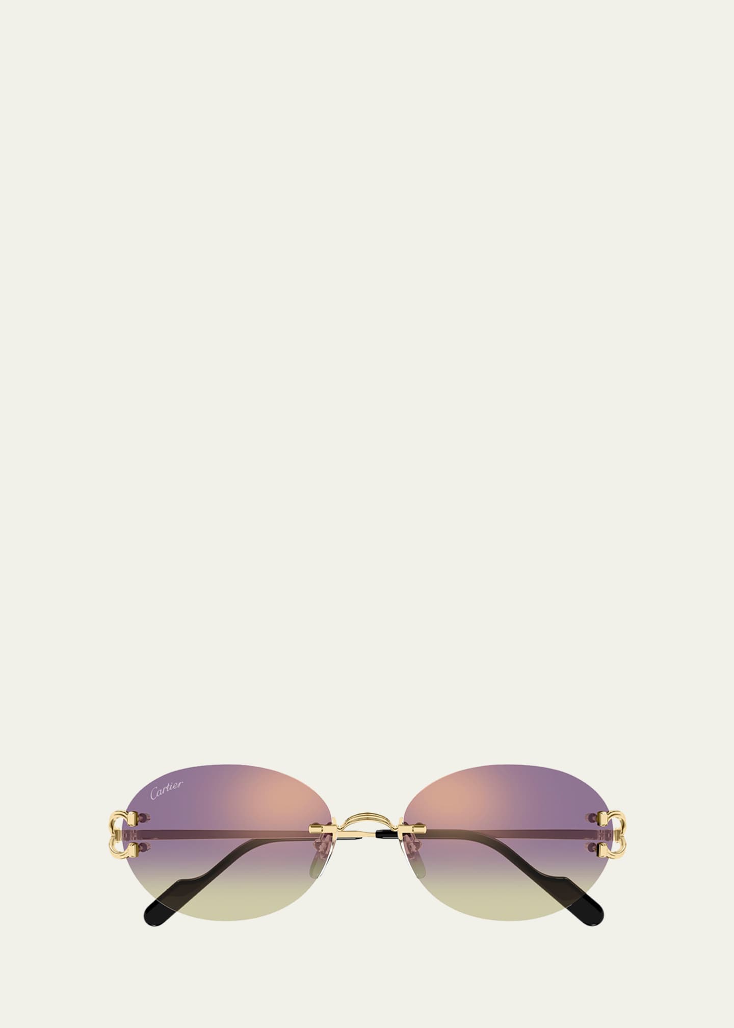 Cartier Classic C Motif Rimless Round Metal Sunglasses - Bergdorf Goodman