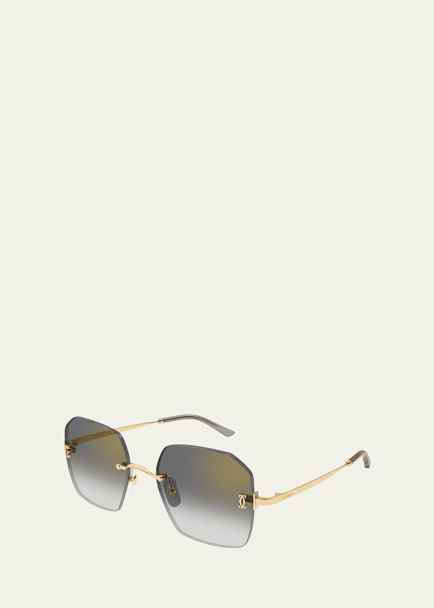 Cartier Classic Décor C Square Rimless Metal Sunglasses - Bergdorf Goodman