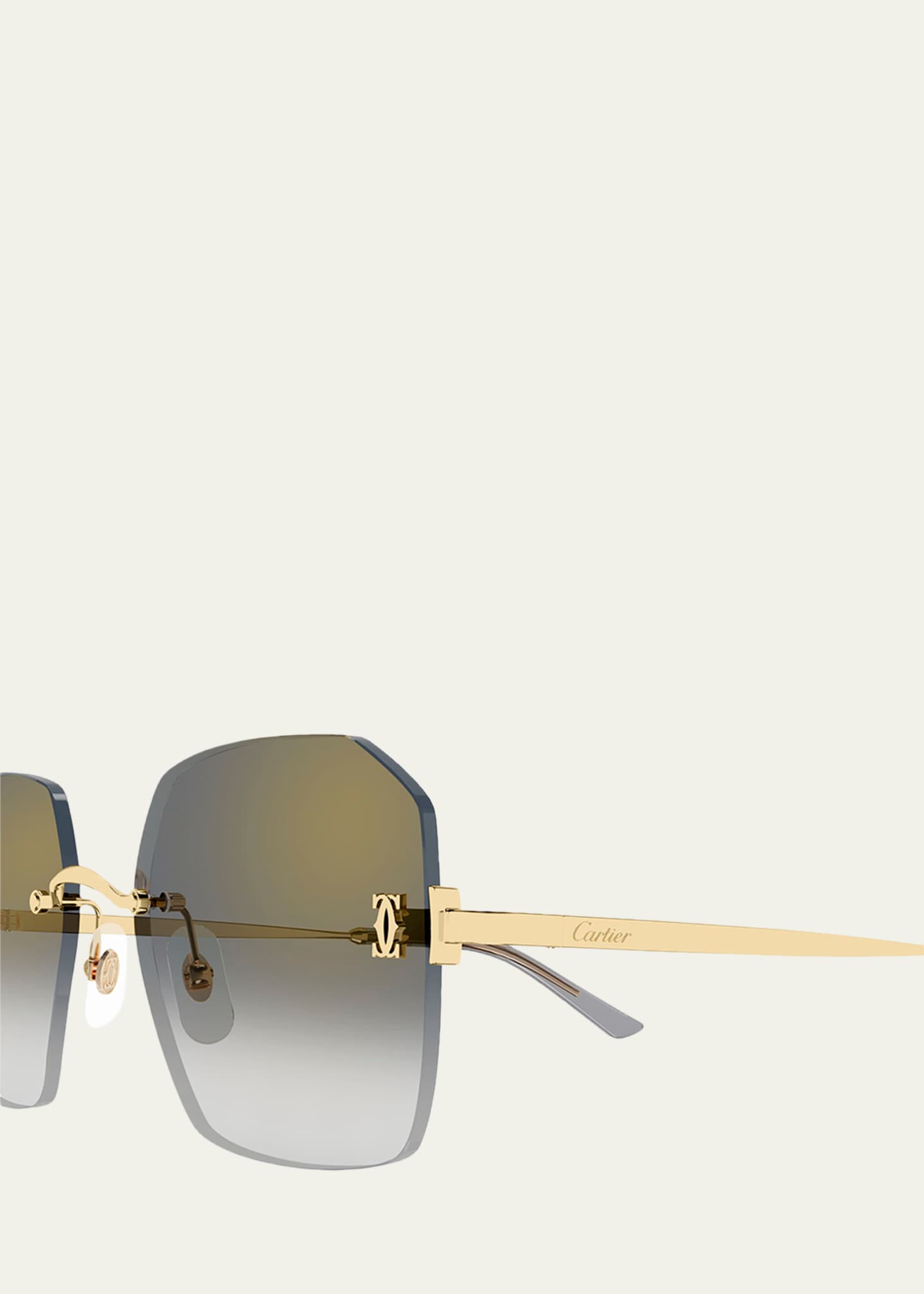 Cartier Classic Décor C Square Rimless Metal Sunglasses - Bergdorf Goodman