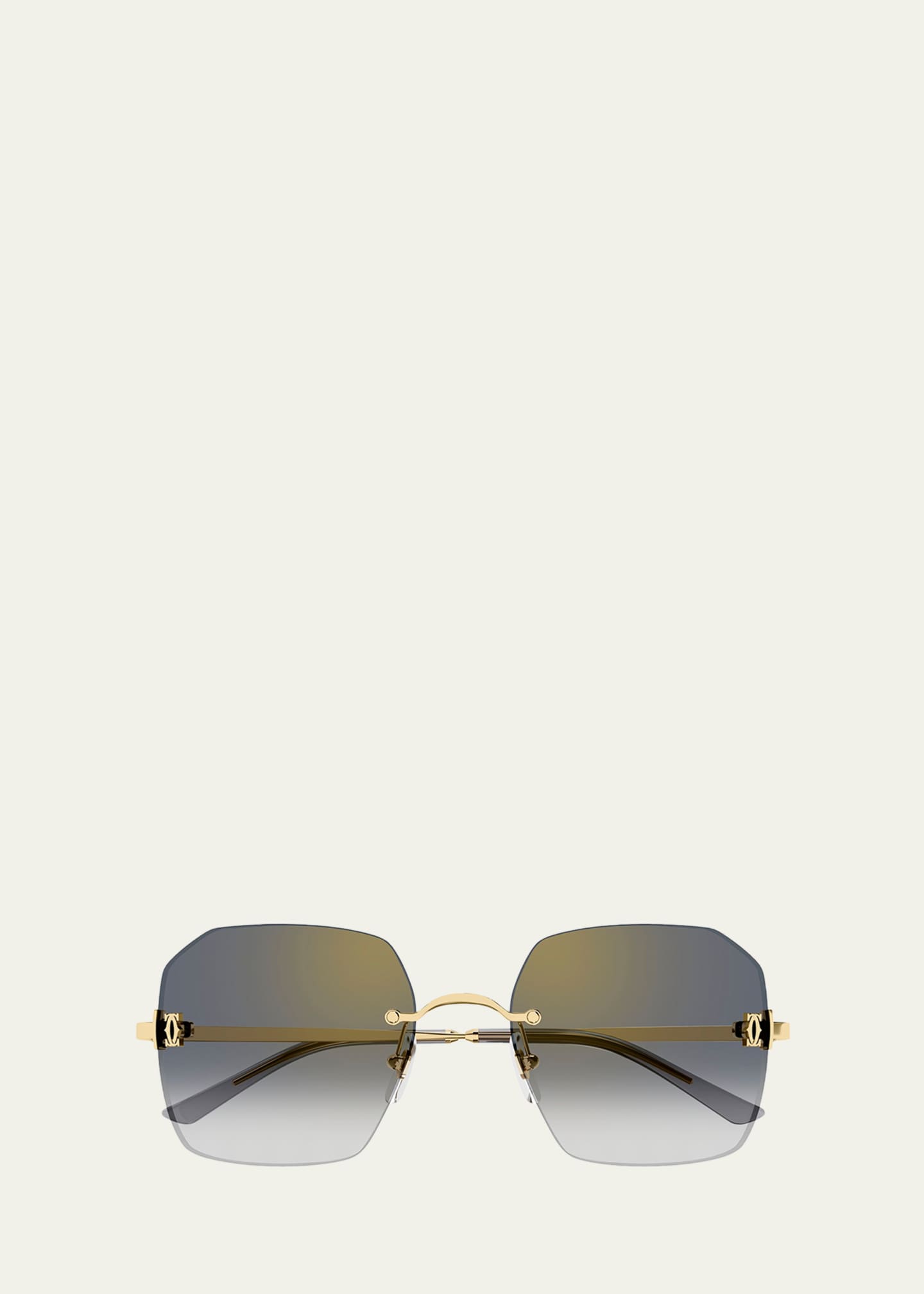 Cartier Classic Décor C Square Rimless Metal Sunglasses - Bergdorf Goodman