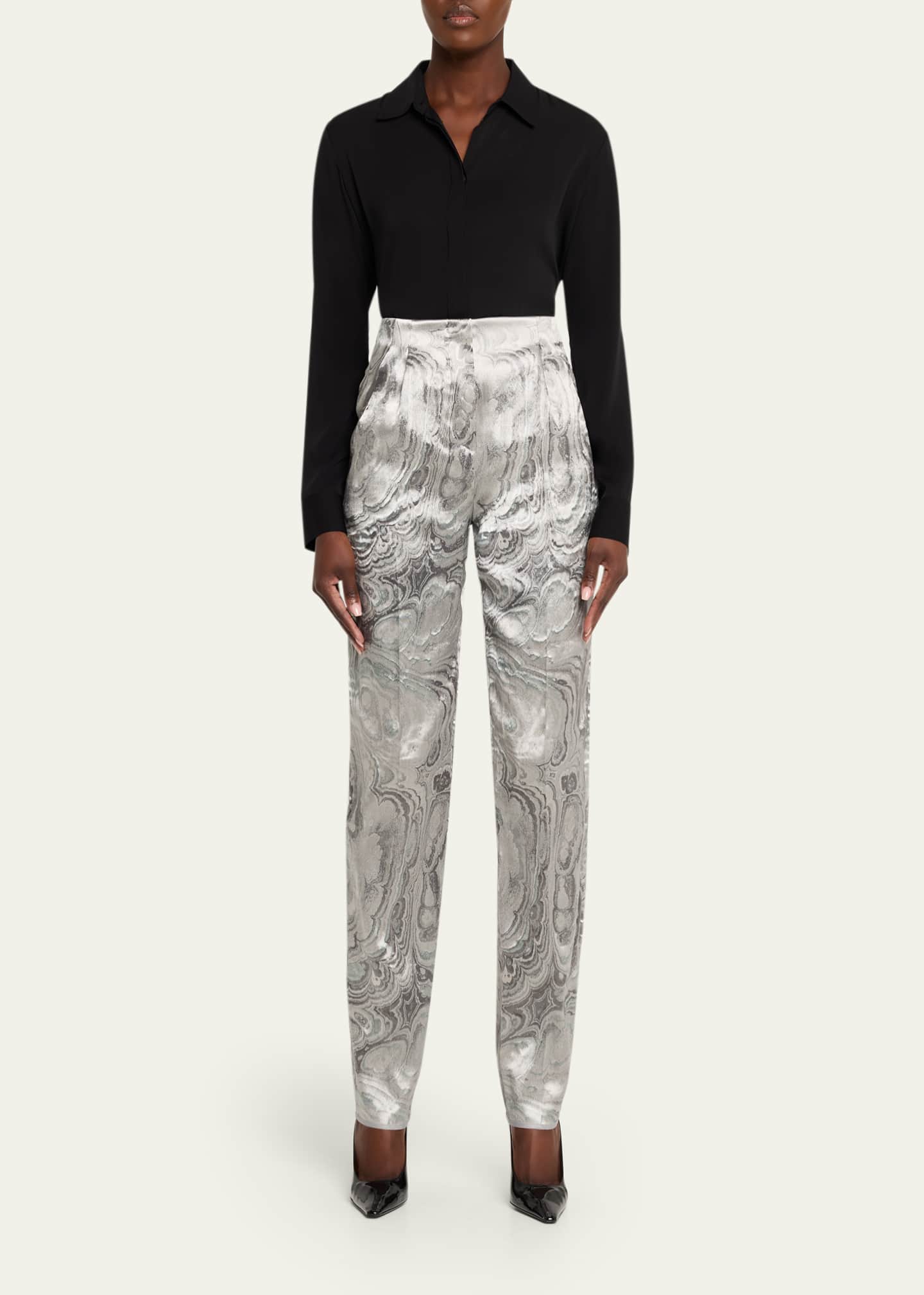 Giorgio Armani Virgin Wool Marbled Trousers - Bergdorf Goodman