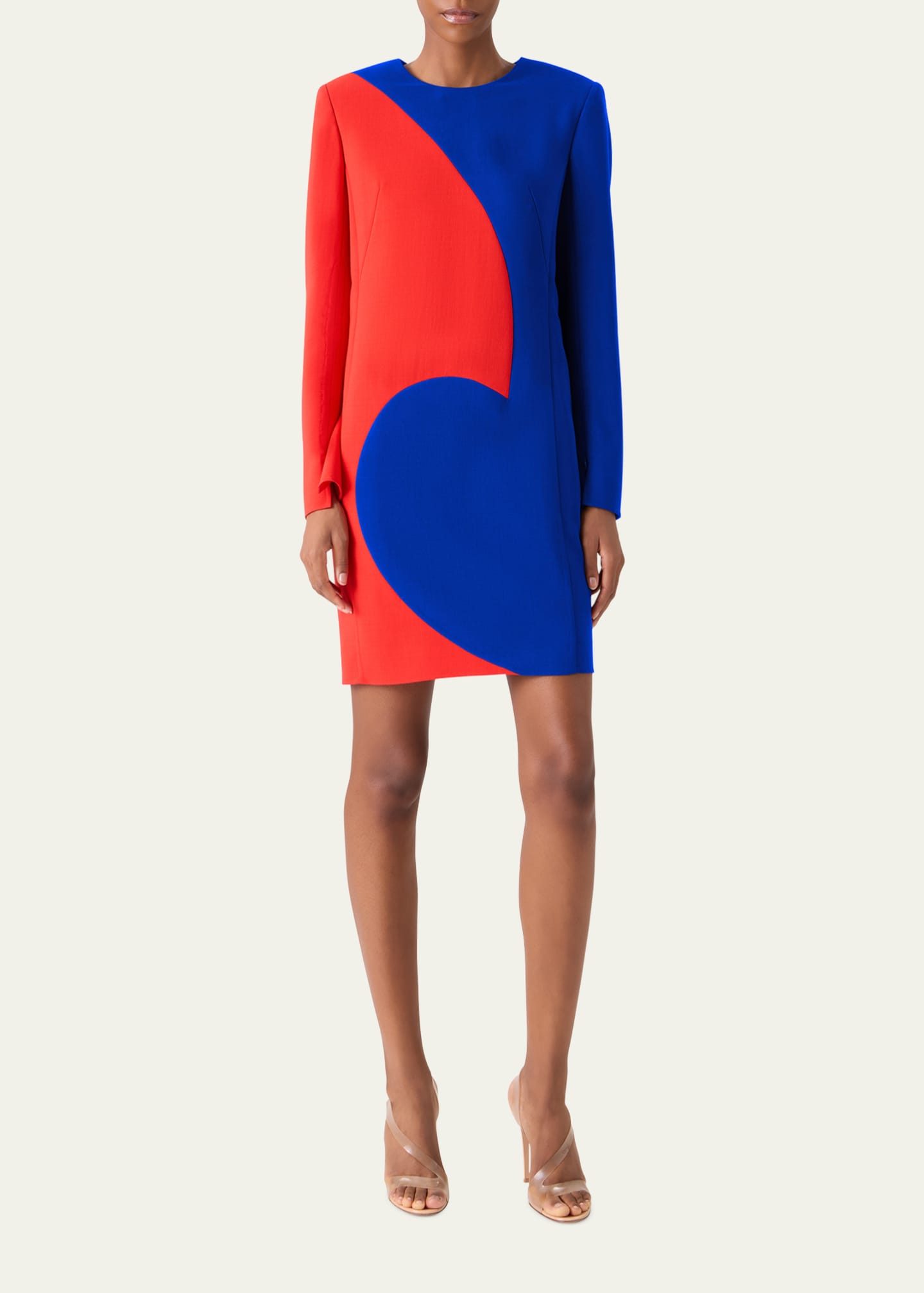 Akris Vortex Patchwork Wool Long-Sleeve Mini Dress - Bergdorf Goodman