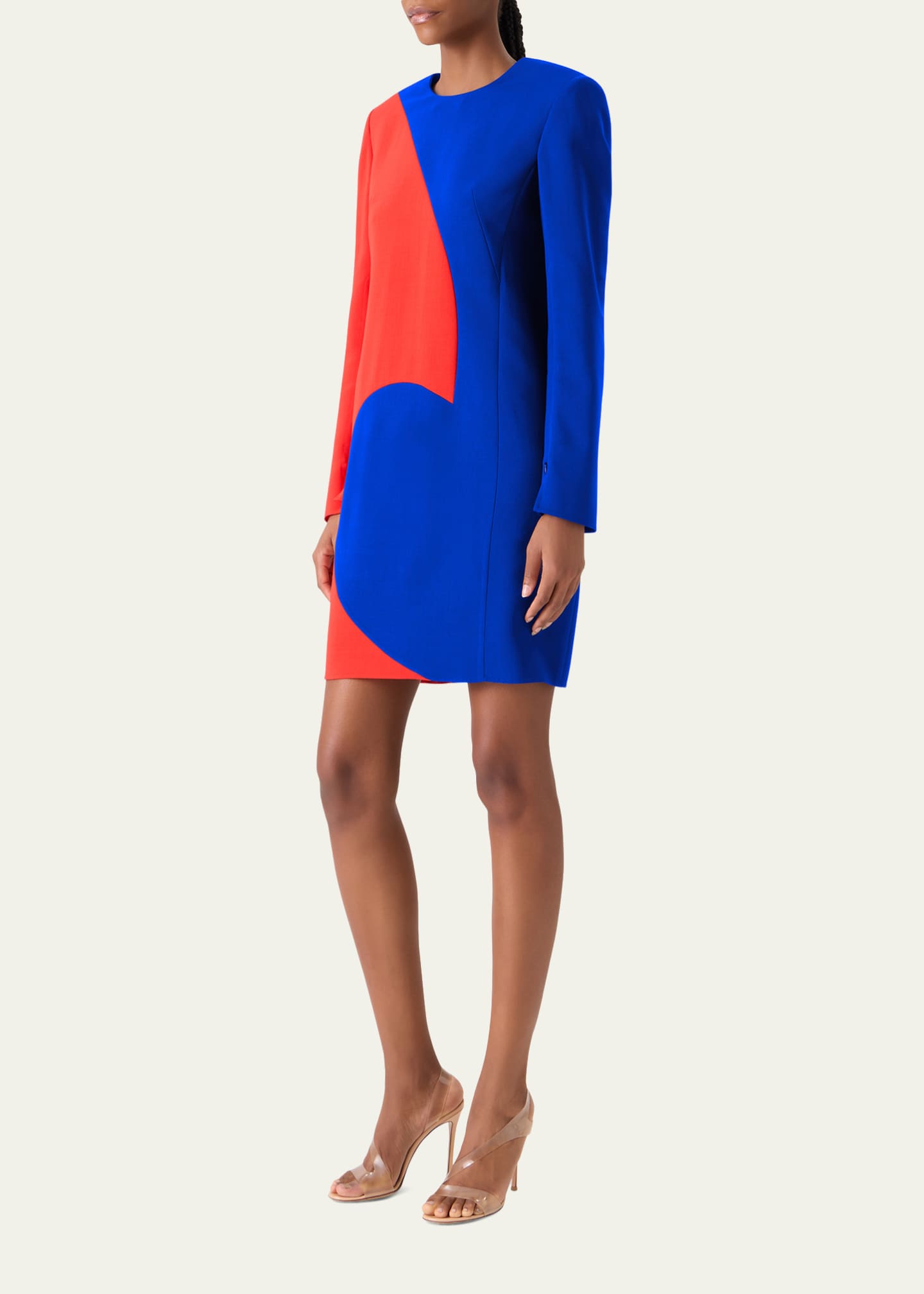 Akris Vortex Patchwork Wool Long-Sleeve Mini Dress - Bergdorf Goodman