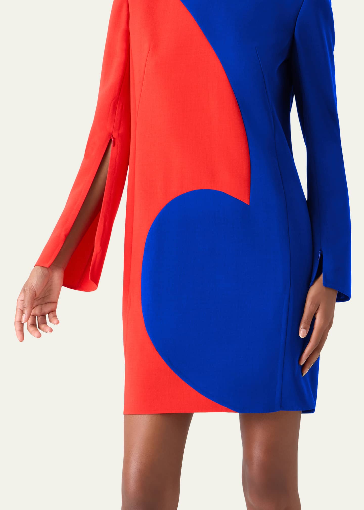 Akris Vortex Patchwork Wool Long-Sleeve Mini Dress - Bergdorf Goodman