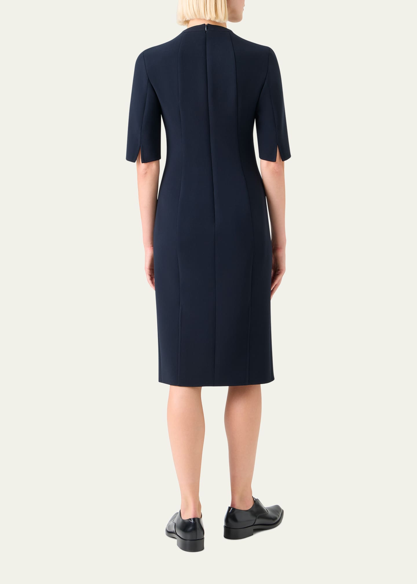 Akris Asymmetric Slit Short-Sleeve Midi Dress - Bergdorf Goodman