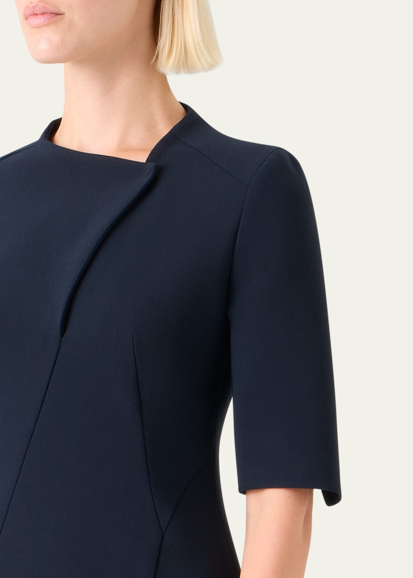 Akris Asymmetric Slit Short-Sleeve Midi Dress - Bergdorf Goodman