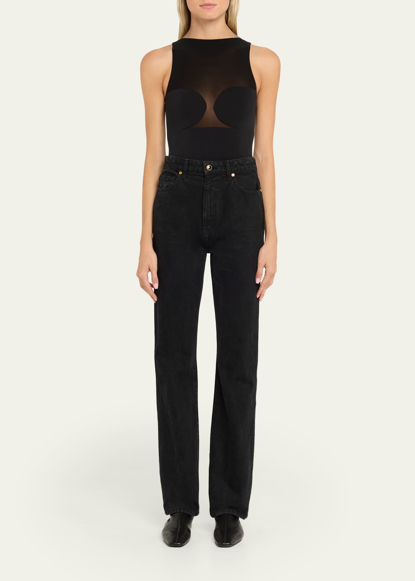 Wolford Corset-Effect Sleeveless Bodysuit with Sheer Panels - Bergdorf ...