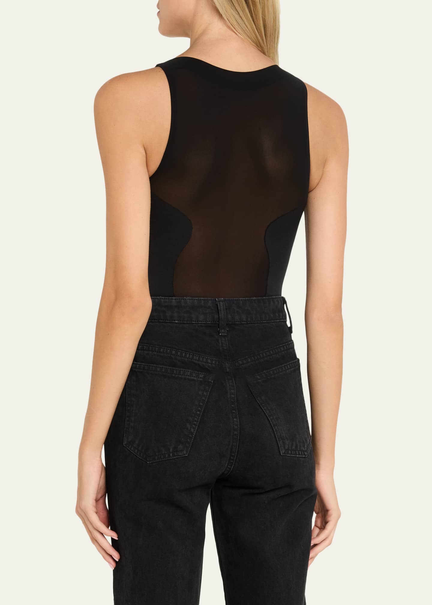 Wolford Corset-Effect Sleeveless Bodysuit with Sheer Panels - Bergdorf ...