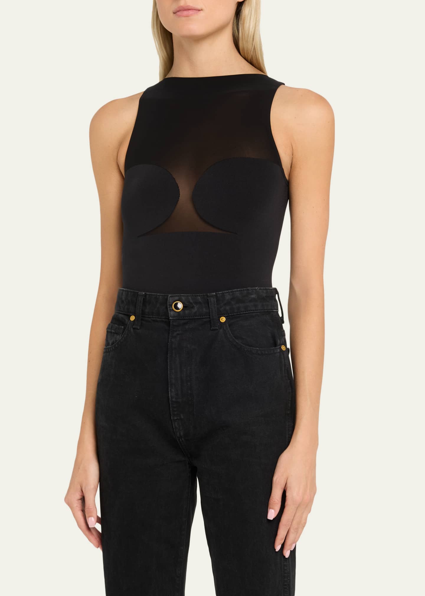 Wolford Corset-Effect Sleeveless Bodysuit with Sheer Panels - Bergdorf ...