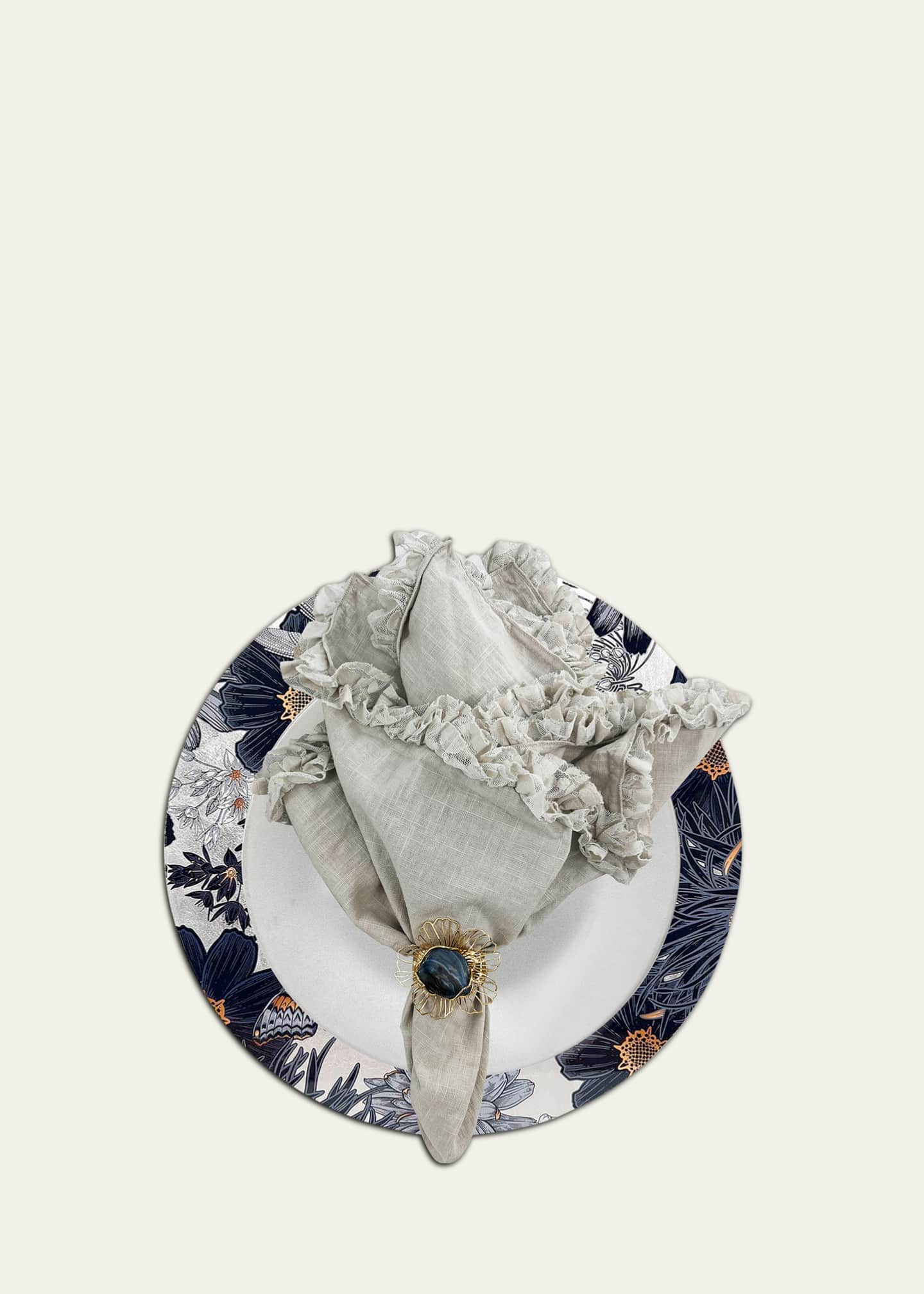 Nomi K Silver Leaf Dragonfly Lacquer Placemat, 15" Round - Bergdorf Goodman