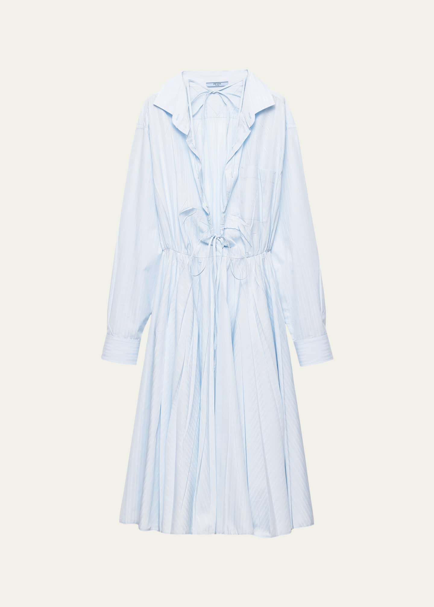 Prada Tie-Front Cotton Shirtdress - Bergdorf Goodman