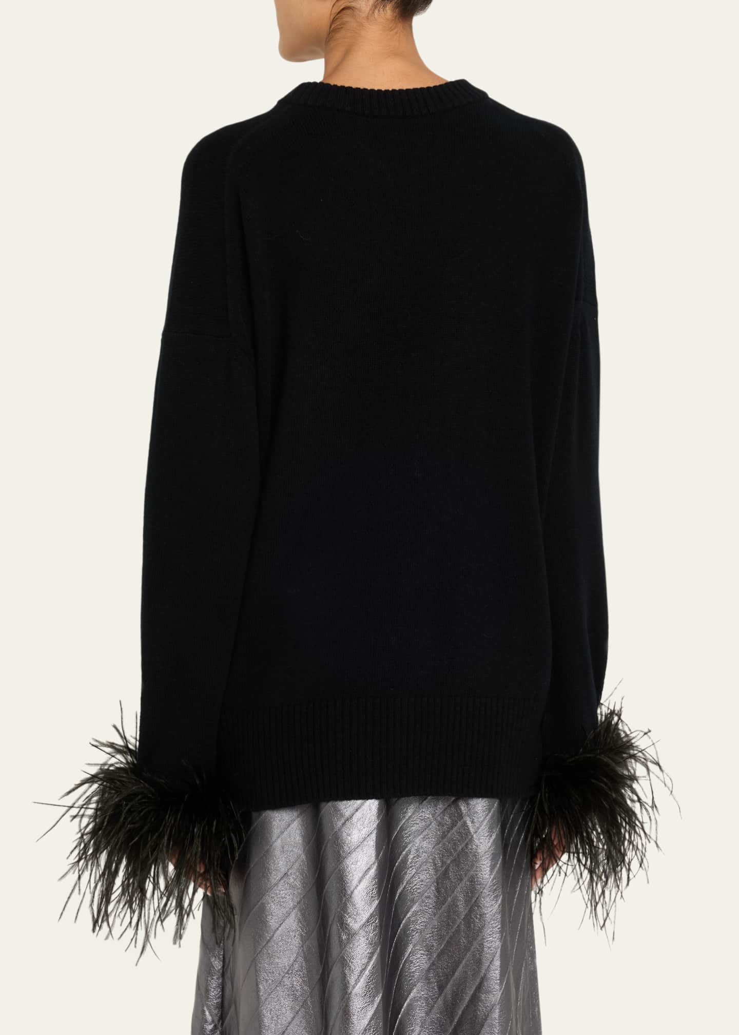 A.L.C. Wilda Feather-Trim Crewneck Sweater - Bergdorf Goodman