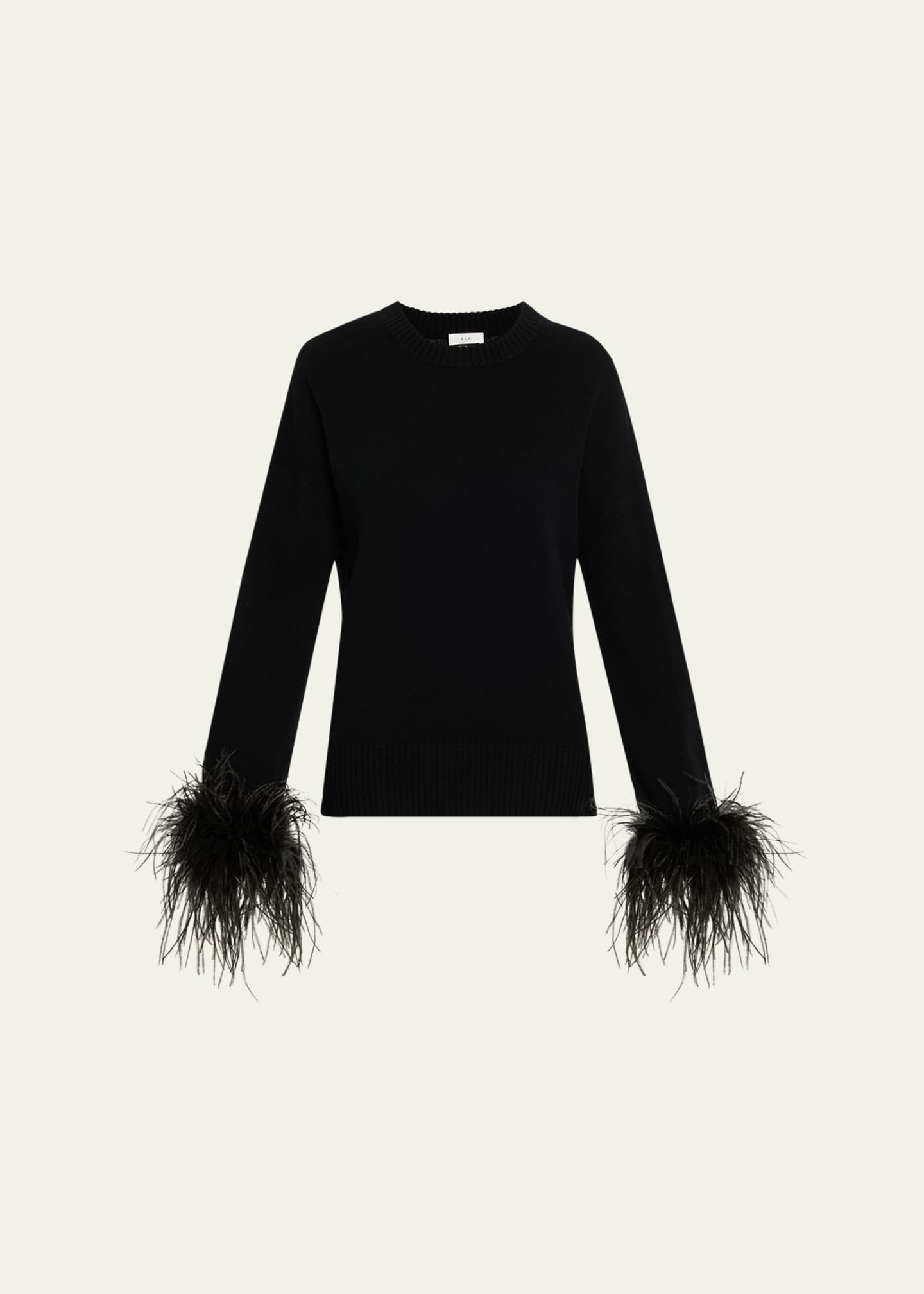 A.L.C. Wilda Feather-Trim Crewneck Sweater - Bergdorf Goodman