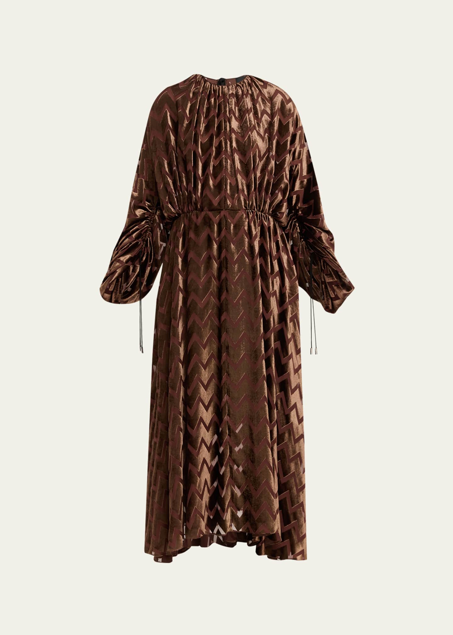 Lanvin Zig Zag Devore Velvet Midi Dress - Bergdorf Goodman