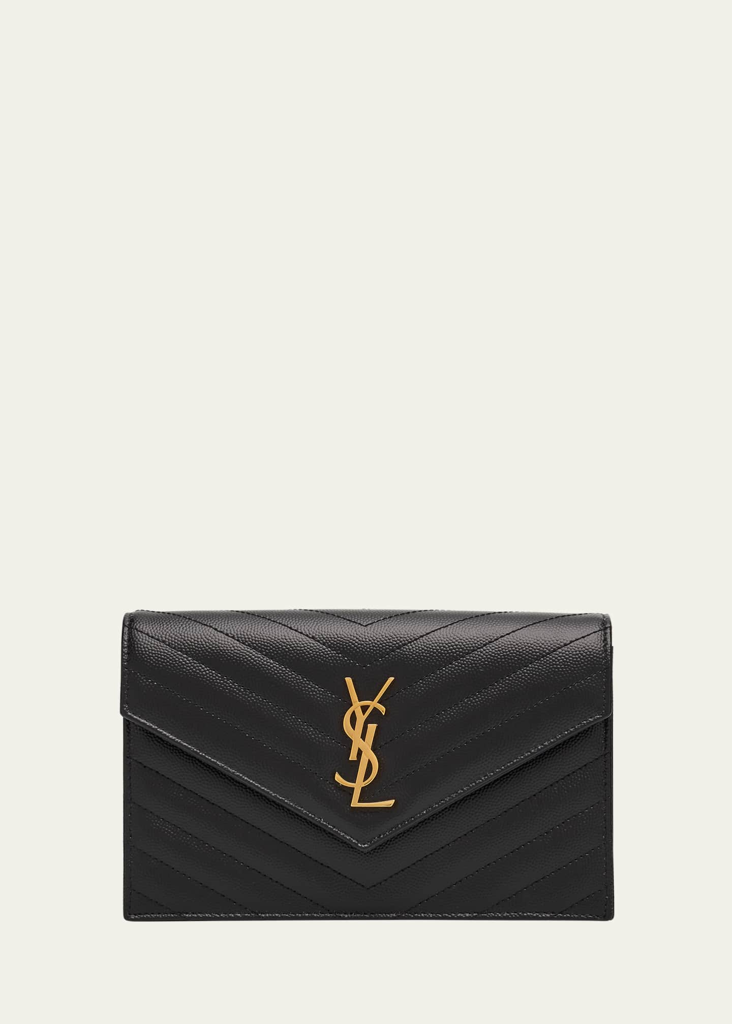 Saint Laurent Small YSL Wallet on Chain in Grain Leather - Bergdorf Goodman