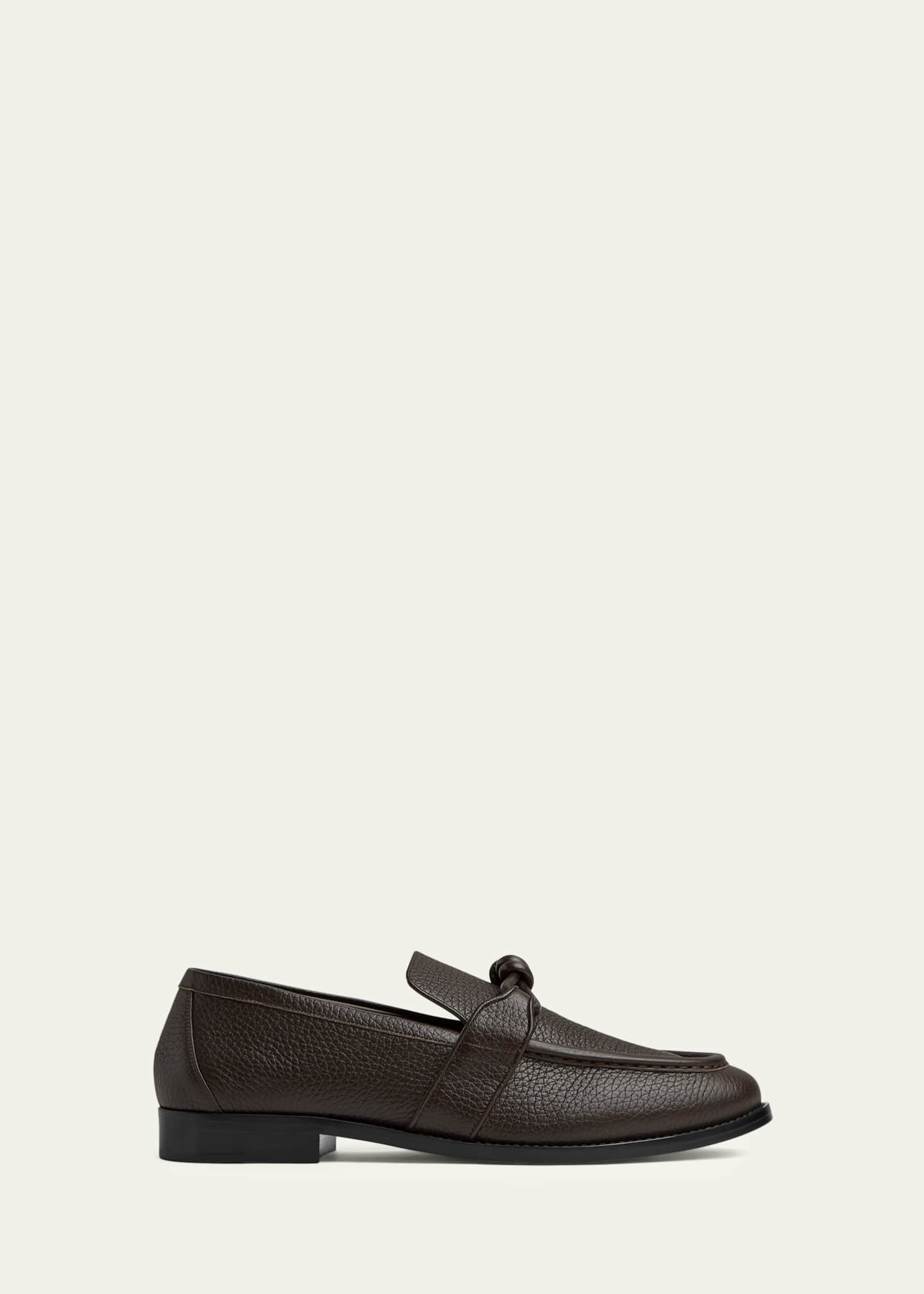 Bottega Veneta Men's Astaire Grainy Leather Knot Loafers - Bergdorf Goodman