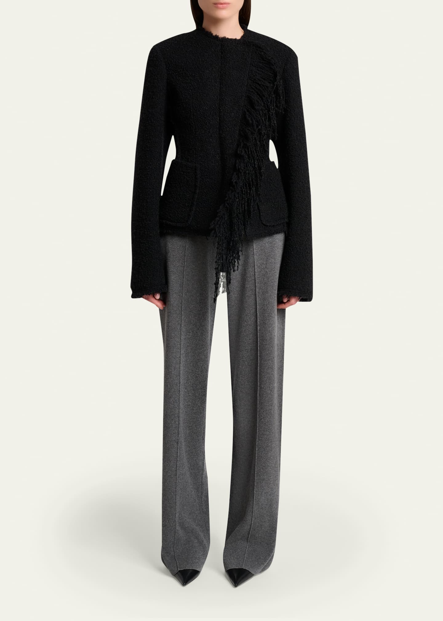 Lanvin Fringed Collarless Boucle Jacket - Bergdorf Goodman