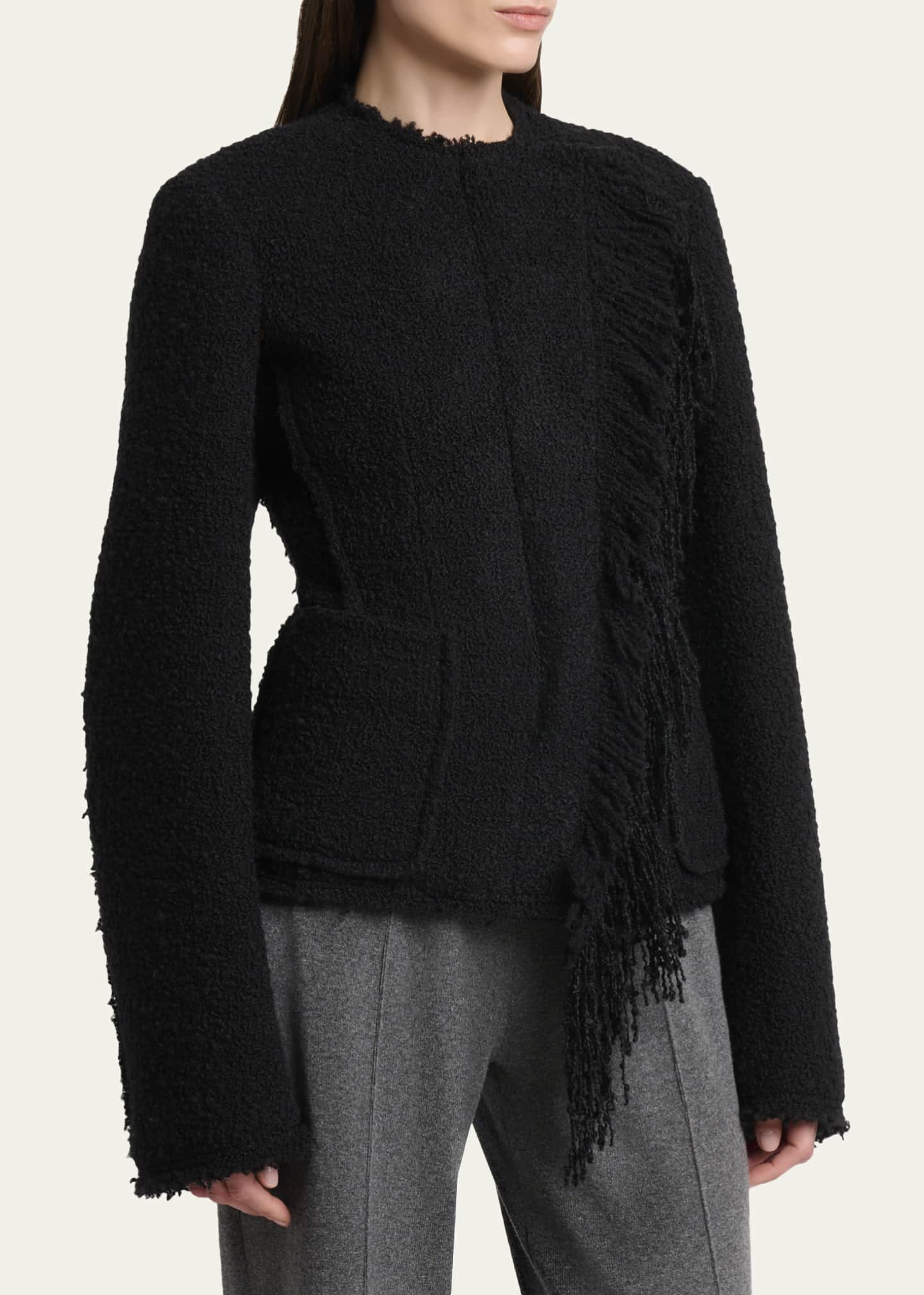 Lanvin Fringed Collarless Boucle Jacket - Bergdorf Goodman