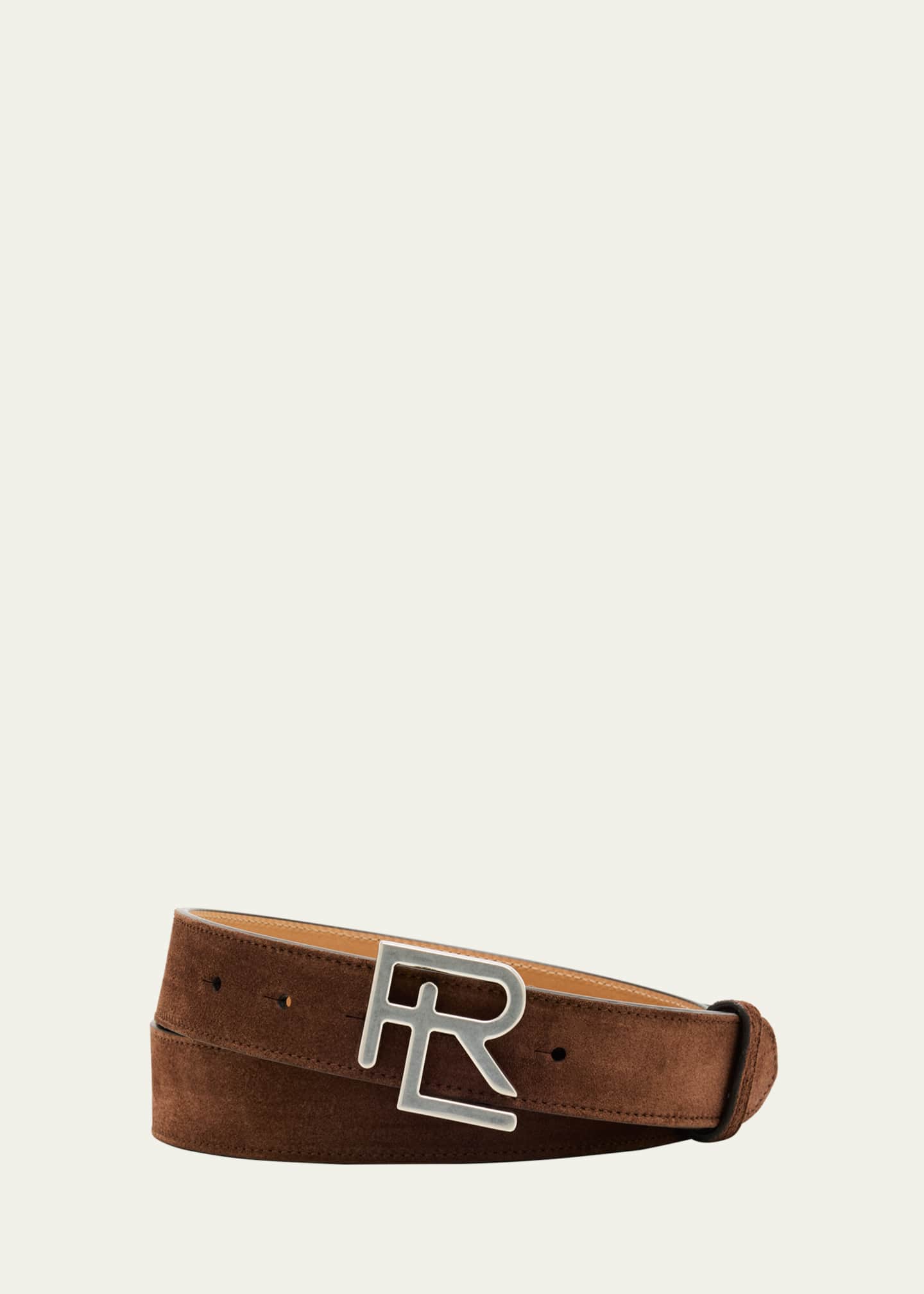 Ralph Lauren Purple Label Men's RL-Buckle Calf Suede Belt - Bergdorf ...