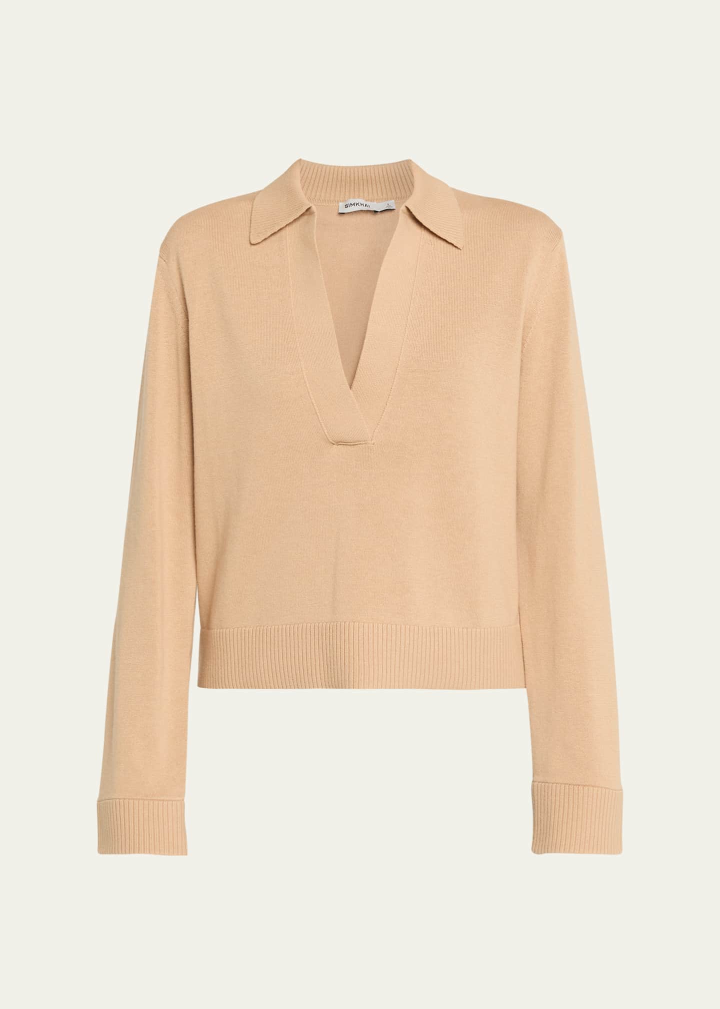 SIMKHAI Cashmere-Cotton Polo Sweater - Bergdorf Goodman