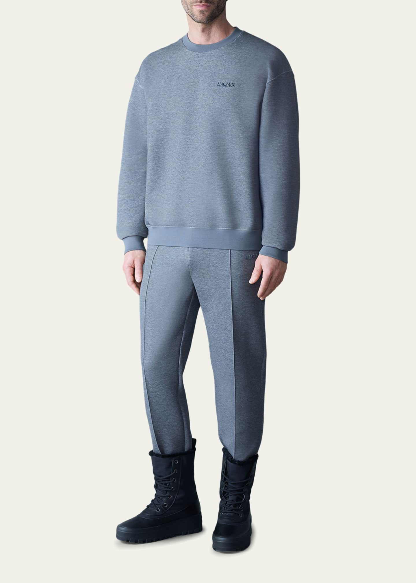 Mackage Men's Julian Double-Face Jersey Silicone-Logo Crewneck Sweater - Bergdorf Goodman