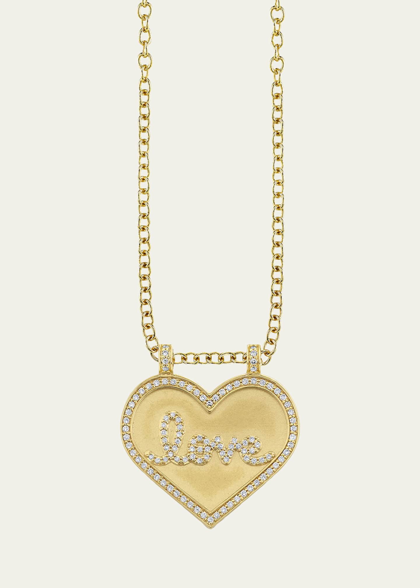 Sydney Evan 14K Diamond Love Script Heart Necklace - Bergdorf Goodman