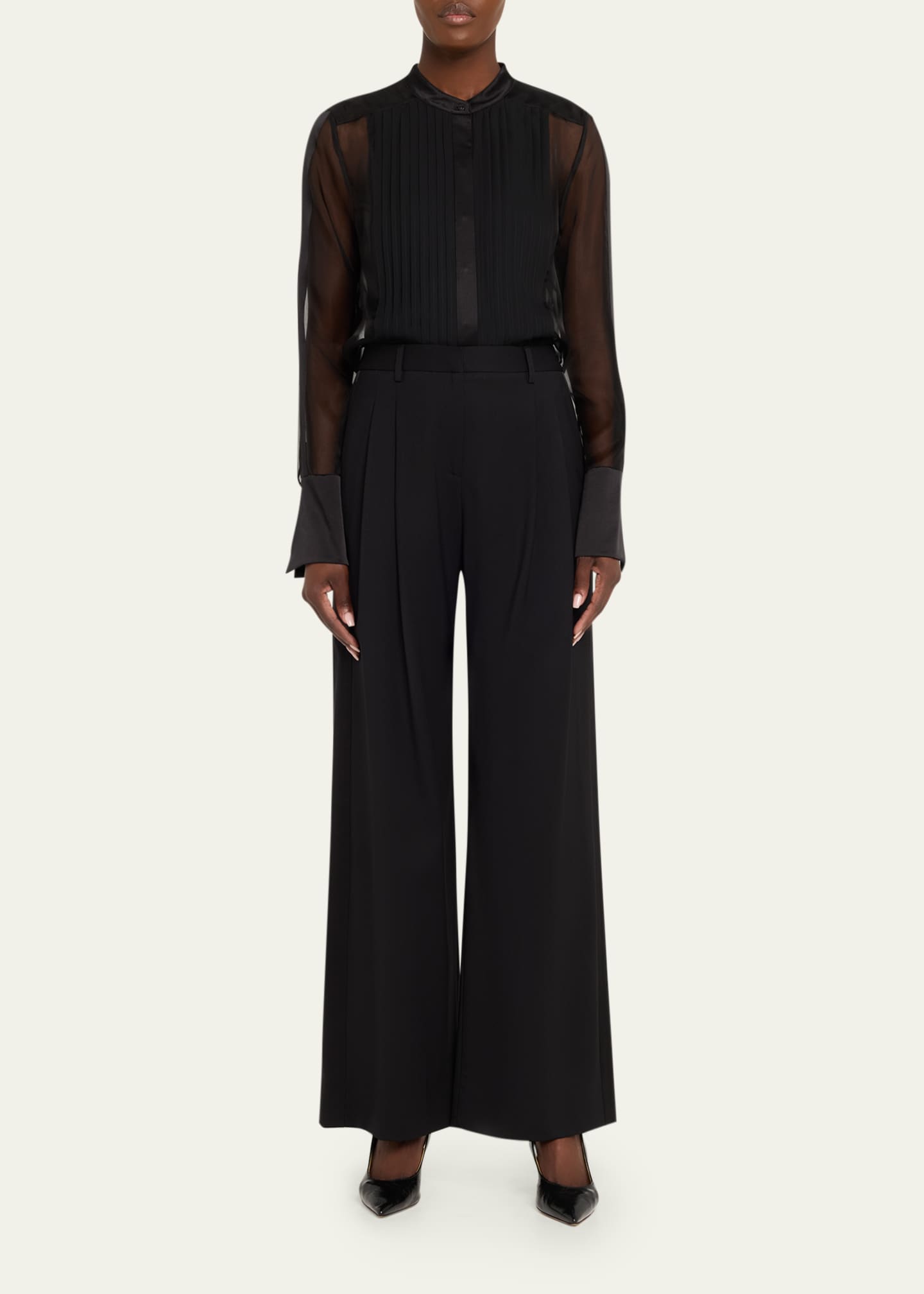 TWP Peyton Sheer Tuxedo Button-Front Shirt - Bergdorf Goodman