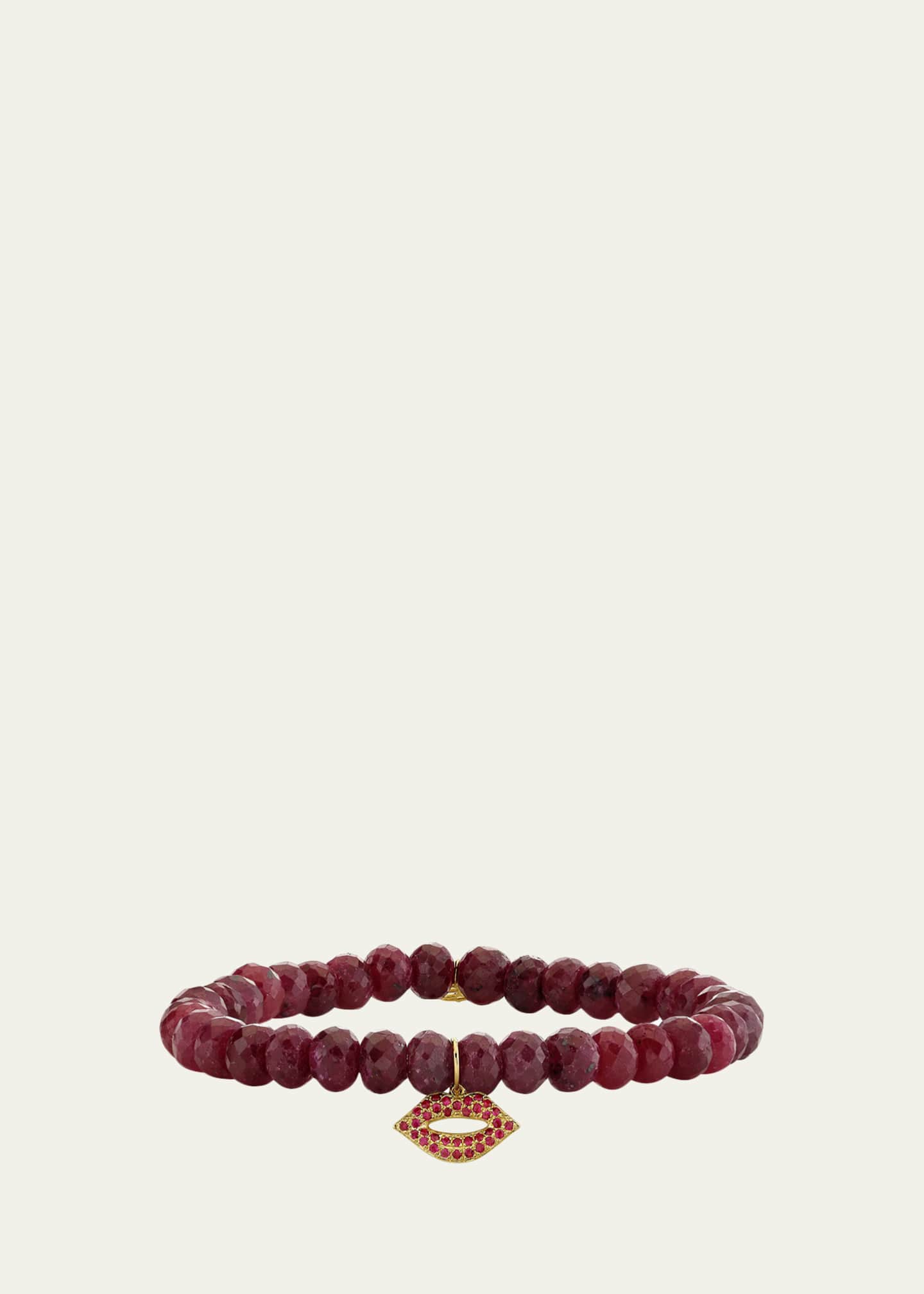 Sydney Evan 14K Small Ruby Lips on Red Corundum Stretch Bracelet ...