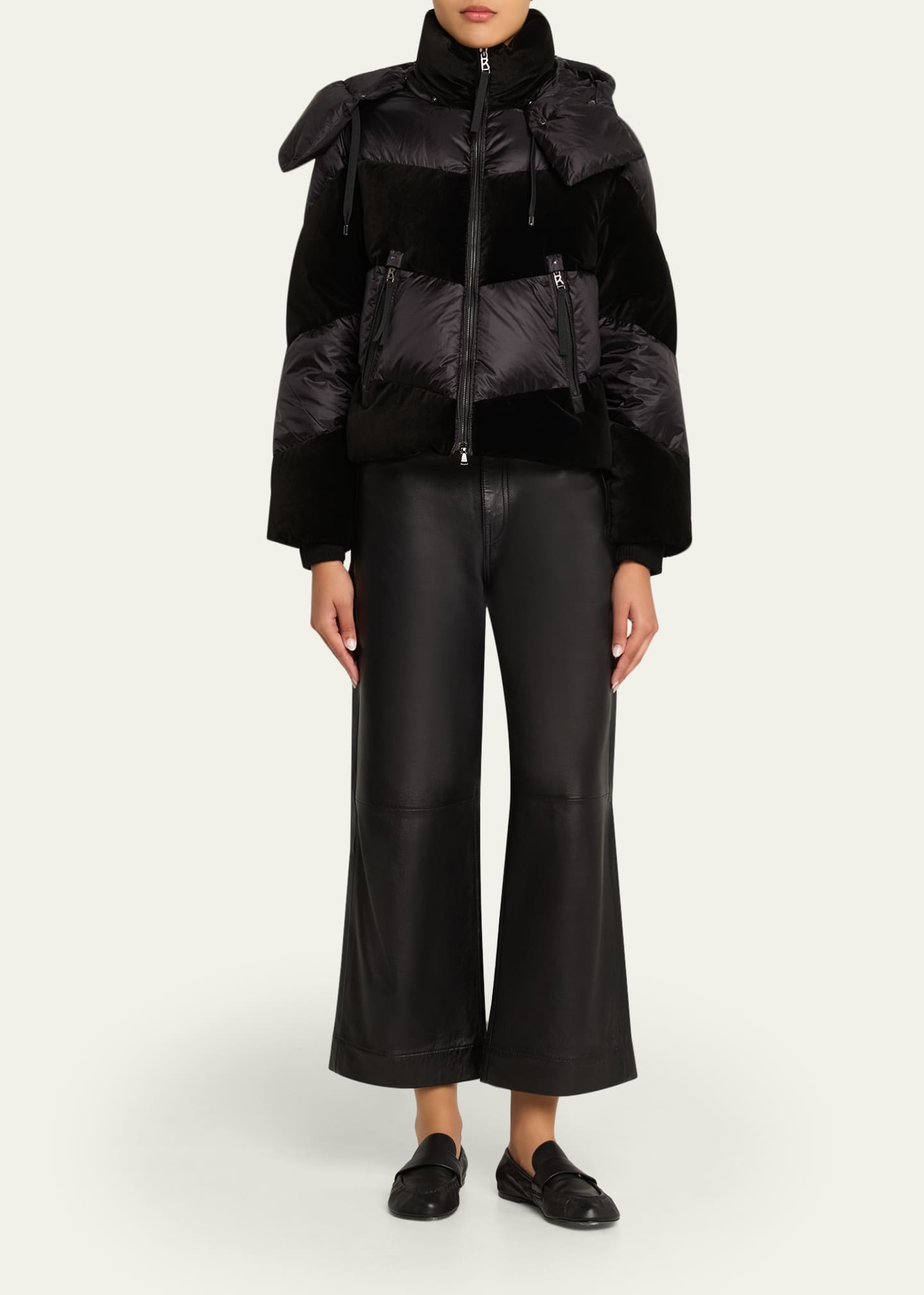 Bogner Cathy Nylon & Velvet Down Jacket with Detachable Hood - Bergdorf ...