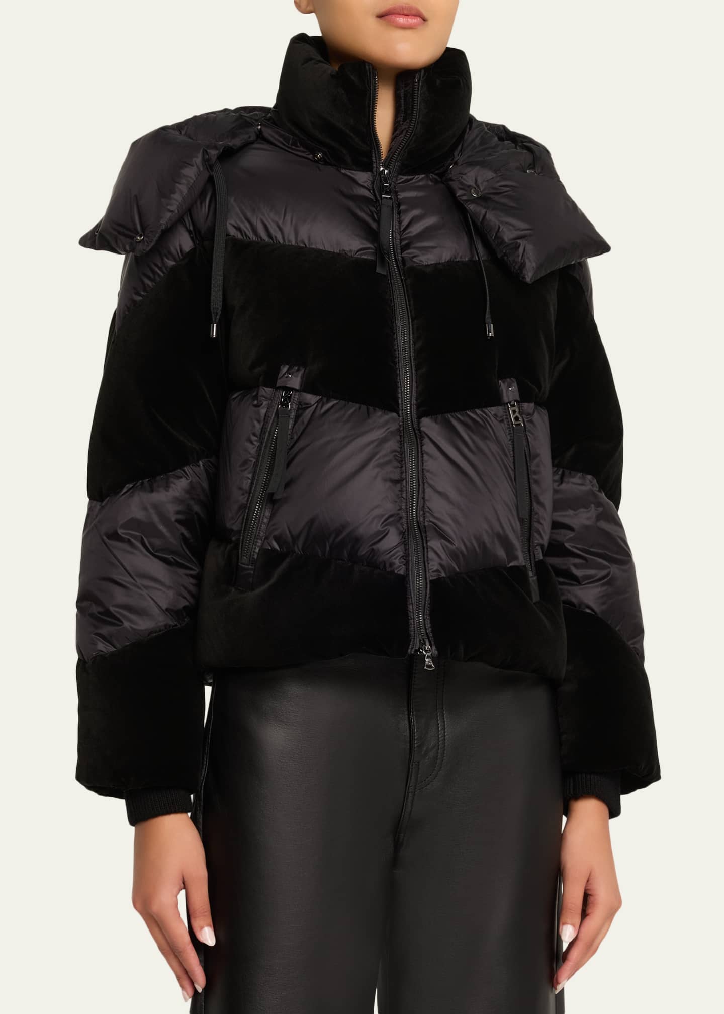 Bogner Cathy Nylon & Velvet Down Jacket with Detachable Hood - Bergdorf ...