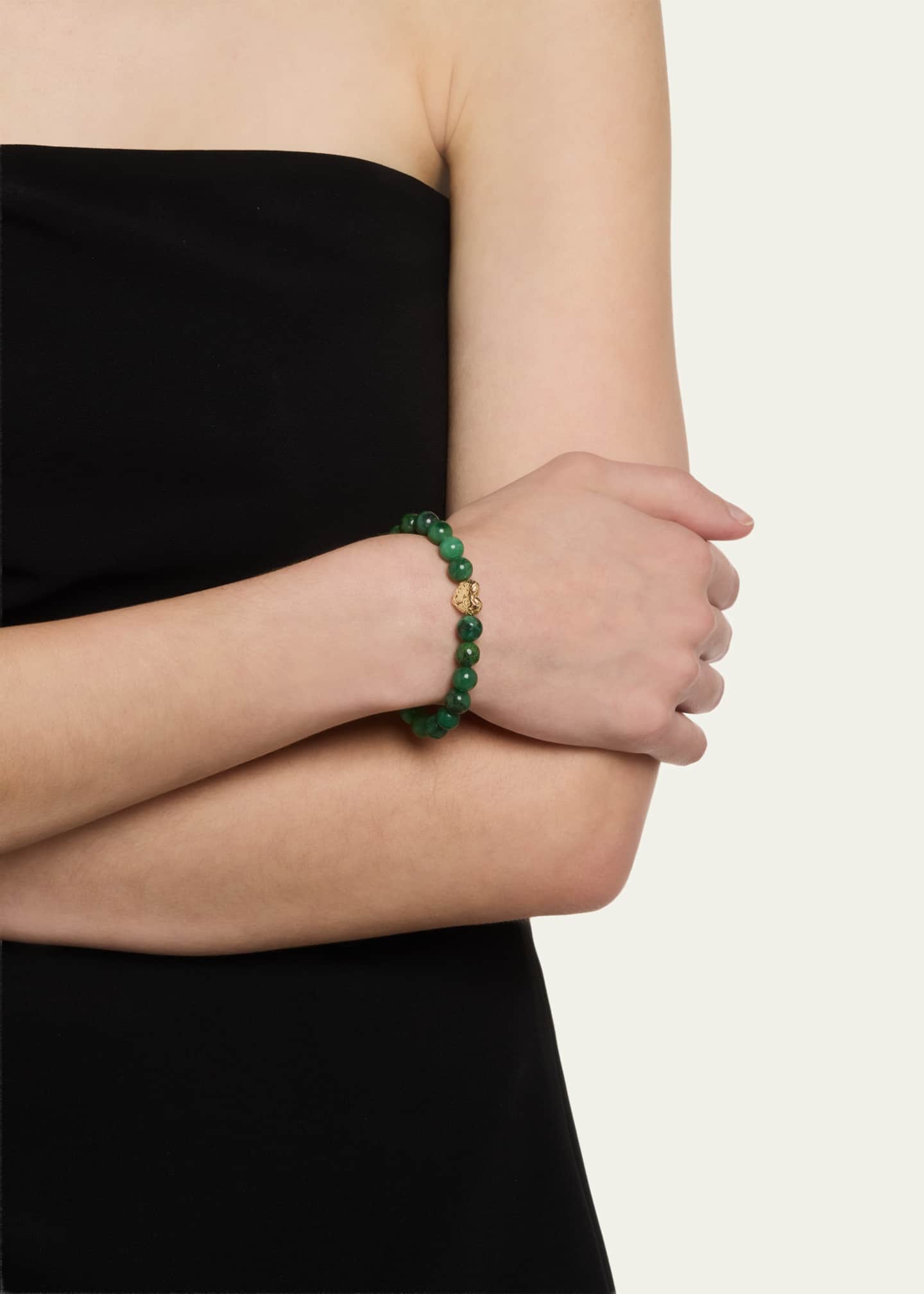 Sydney Evan 14K Puffy Icon Wallpaper Heart on Green Bead Bracelet ...